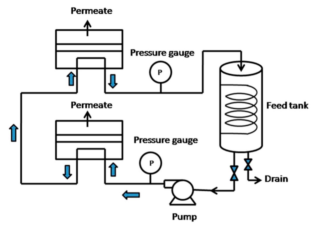 Schematic representation of the cross-flow filtration