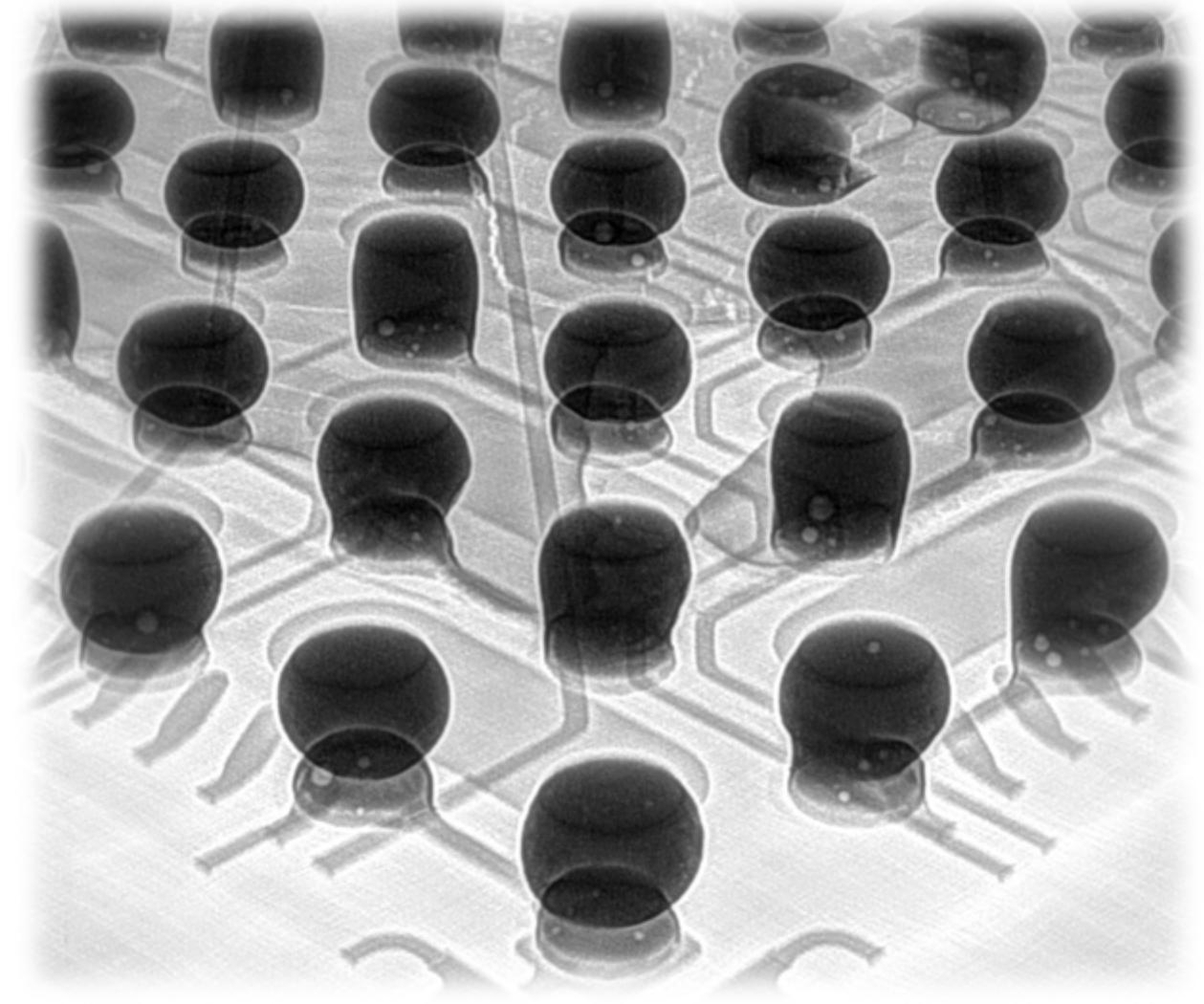 x-ray image from hop defect analysis. an x-ray image from