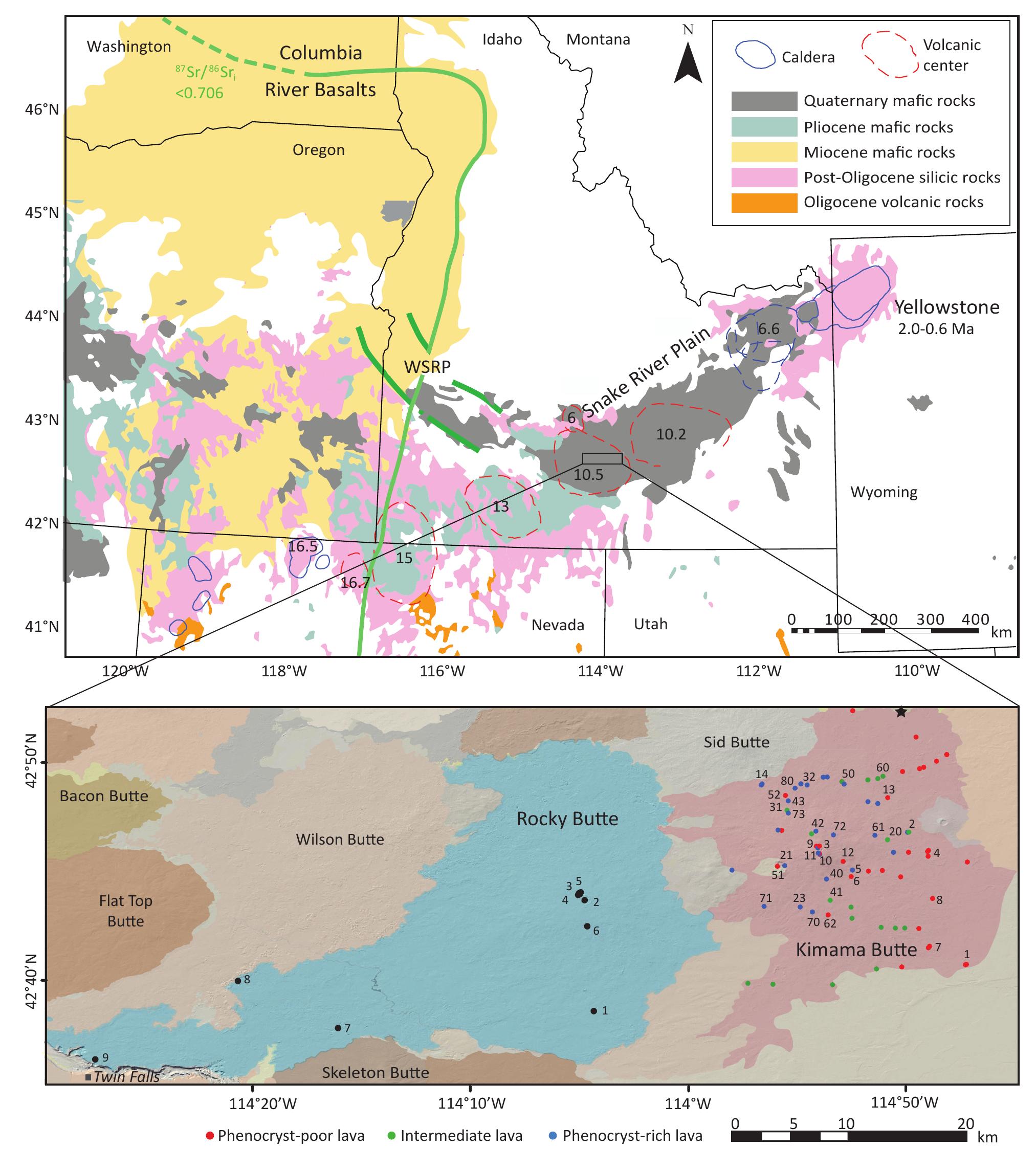 A. simplified geologic map showing the location of volcanic