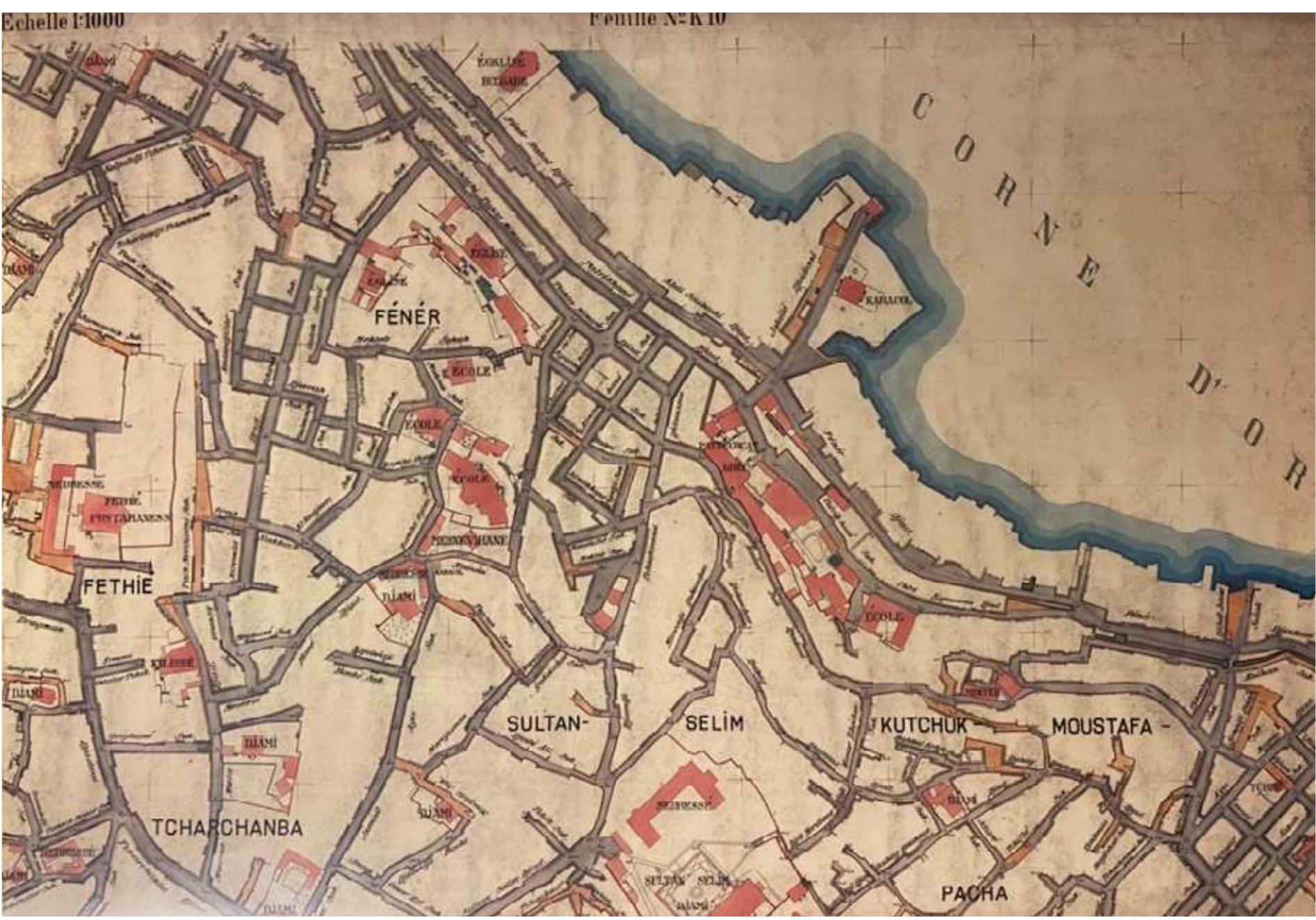 Map of the phanar waterfront from cibali to the bulgarian