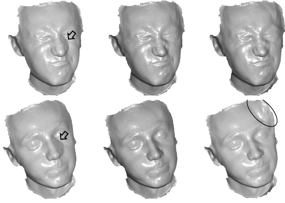 Face sequence. two different frames out of a 1000 frame face