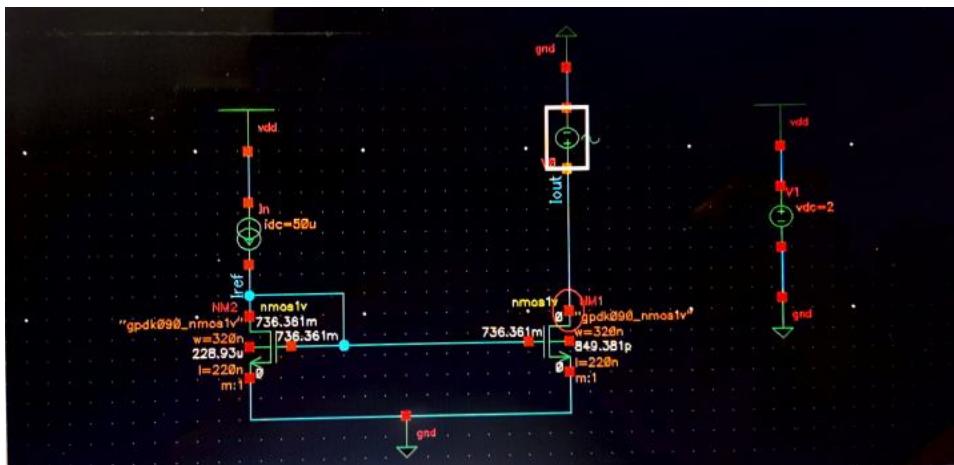Schematic diagram of simple current mirror