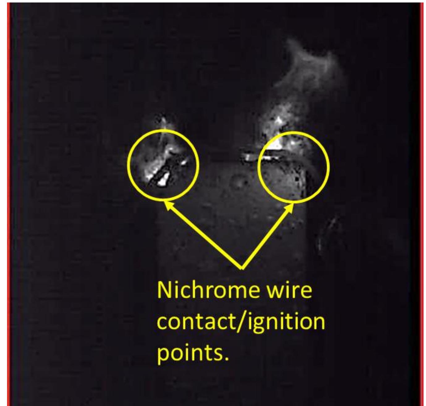 Ignition image using nichrome wire.
