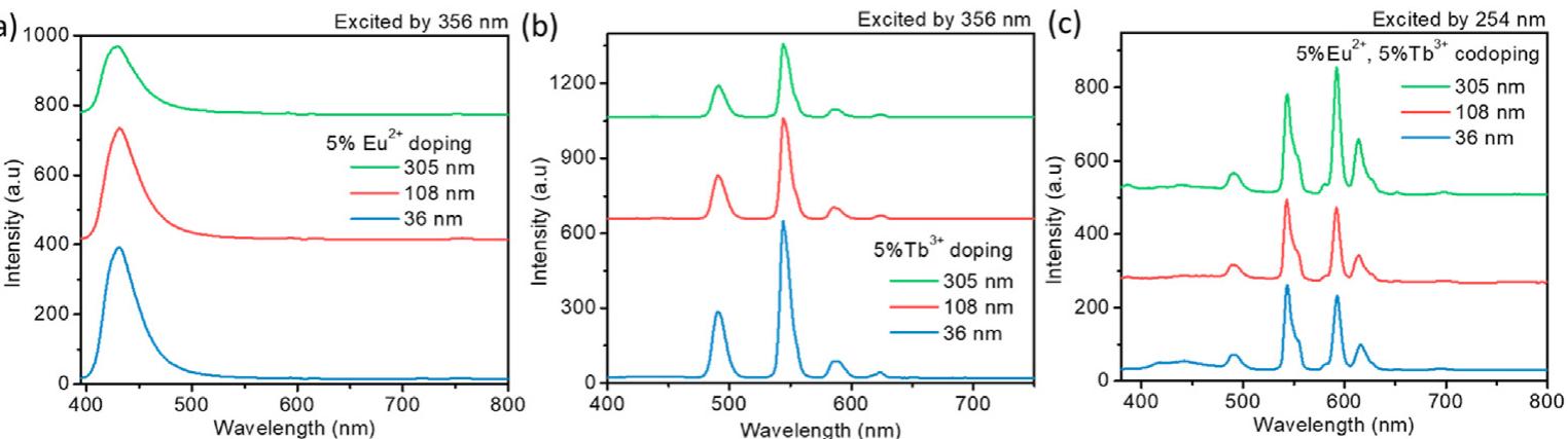 Effect of particle size on the pl spectra of (a) 5 mol.%