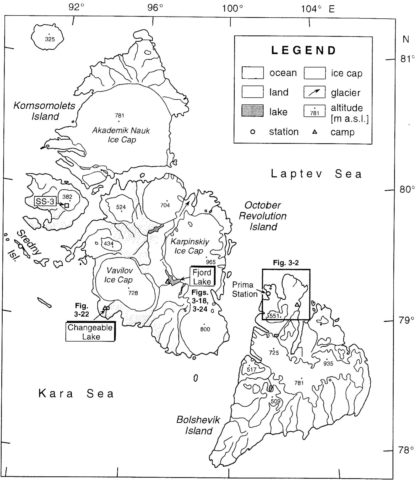 -3: map of the severnaya zemlya archipelago showing the