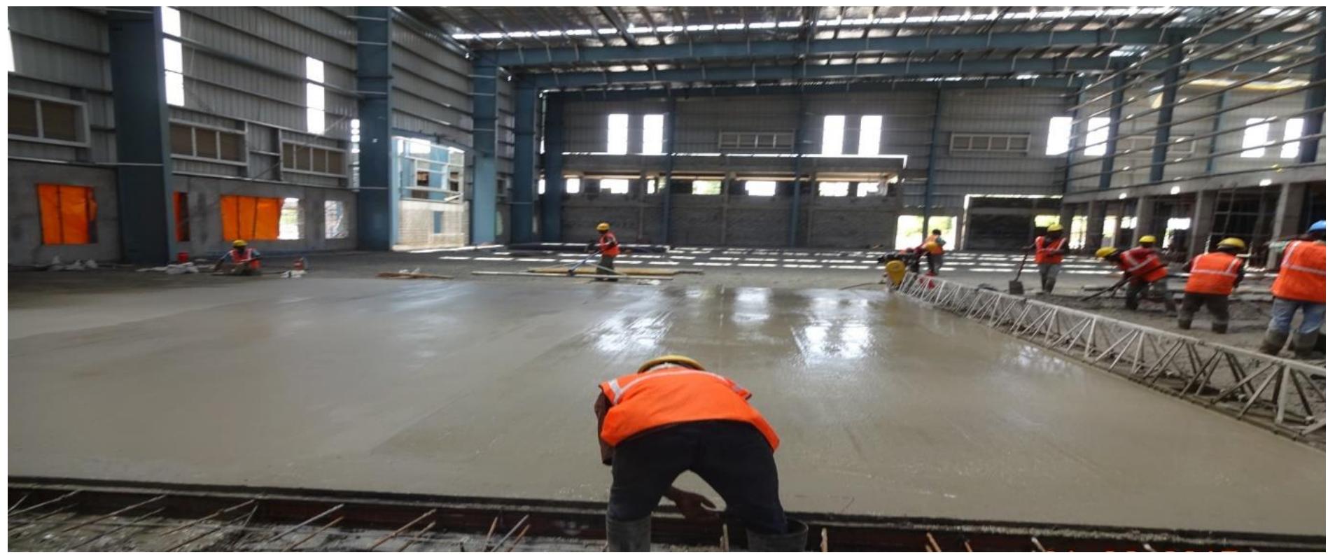 Large area pour — truss base screed vibrator— jointed large