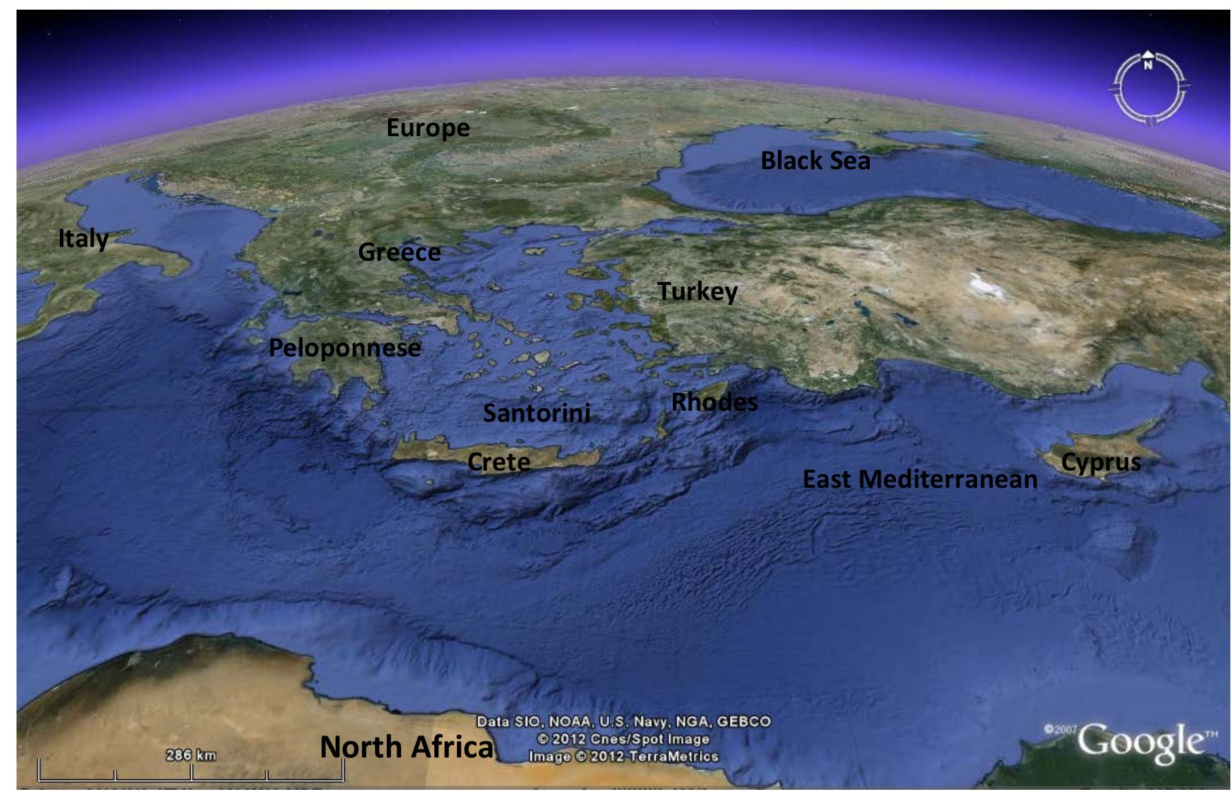 Image 1. location of crete, google earth map, 2012. second