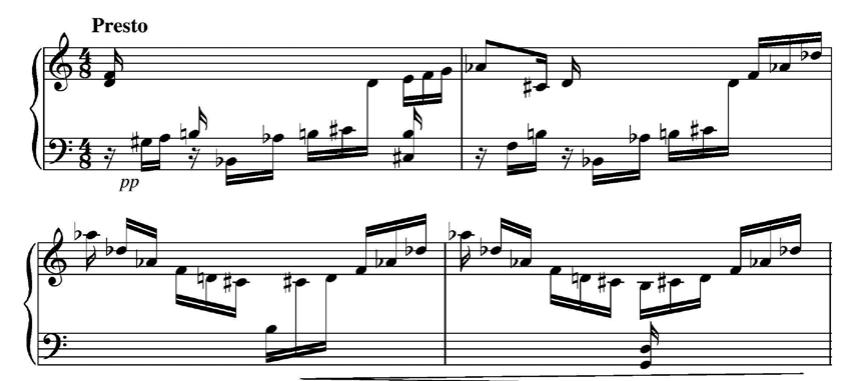 Example 7. leonids vigners, sonata, finale — scherzo,