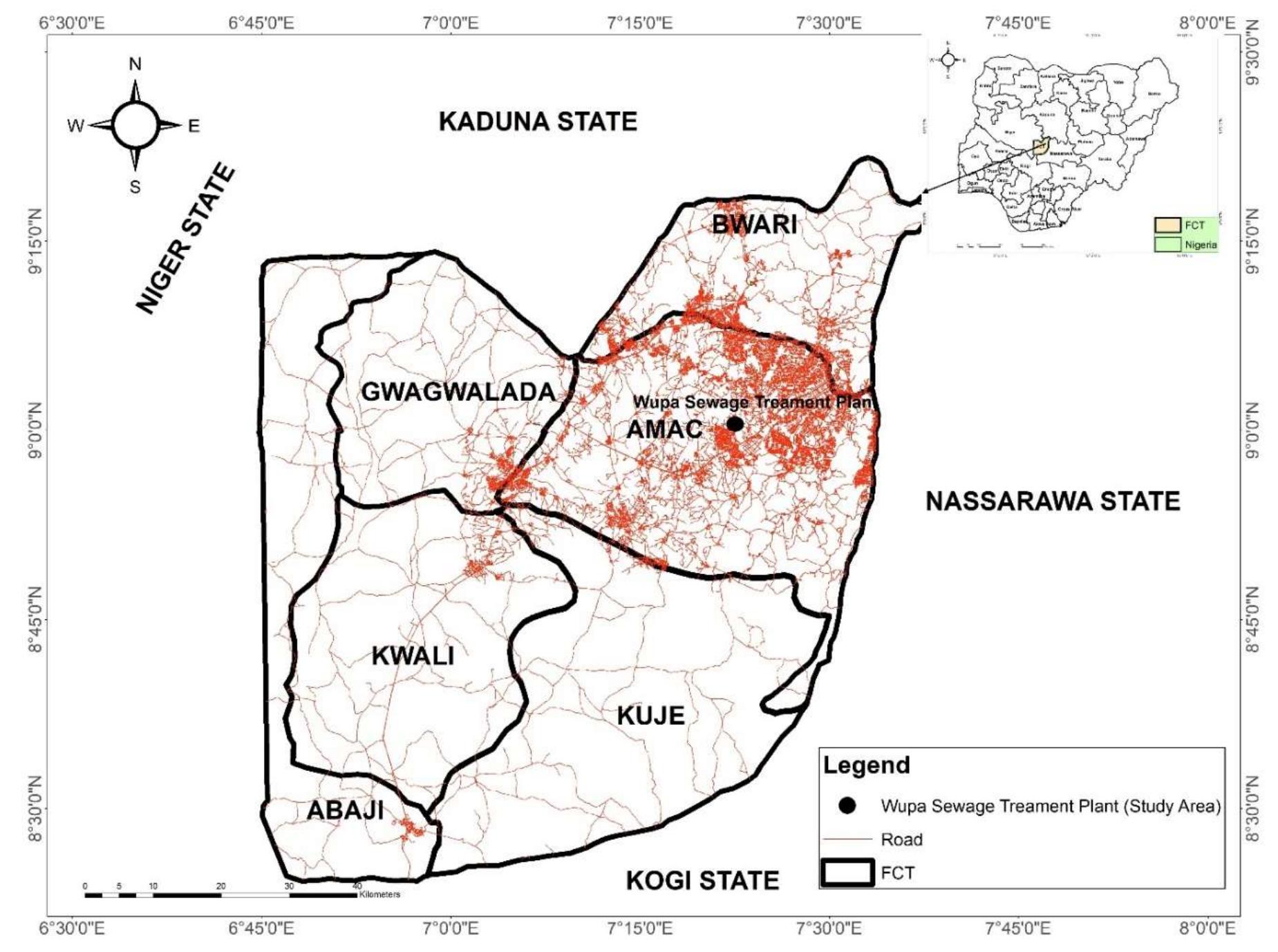 Fct map showing location of wupa sewage treatment plant the