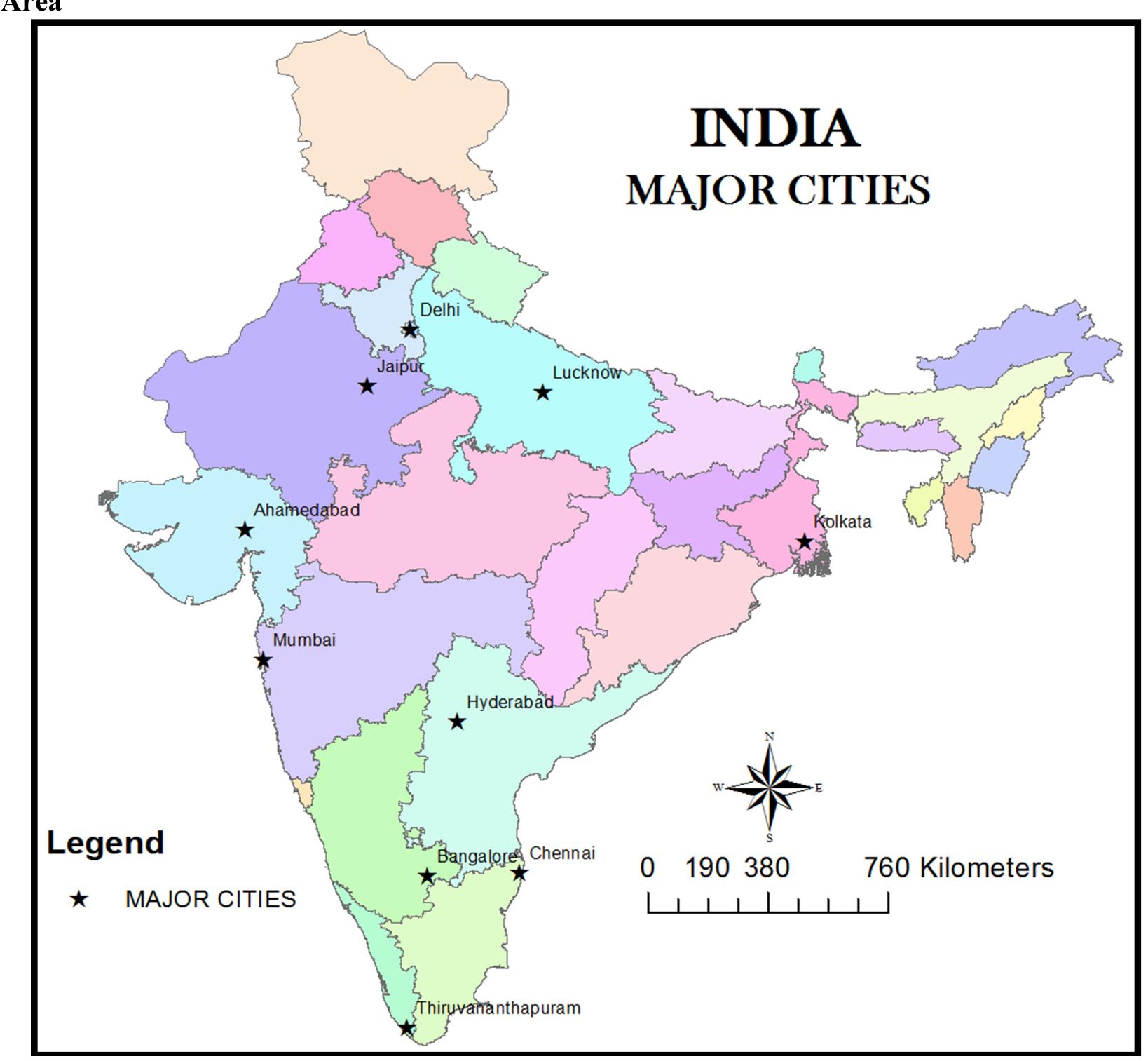 Map of indian metro cities secondary data was used ‘for this
