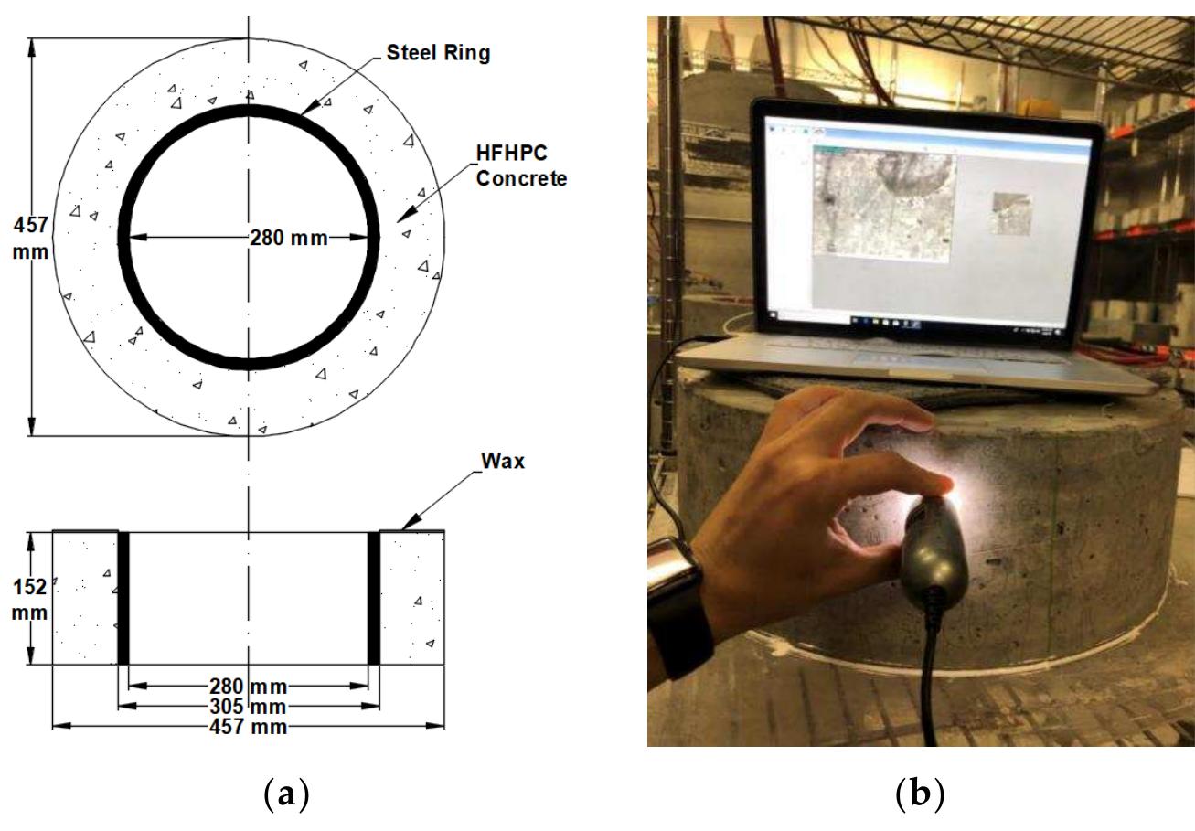 Aashto pp34 ring test (a) dimensions and (b) crack mapping