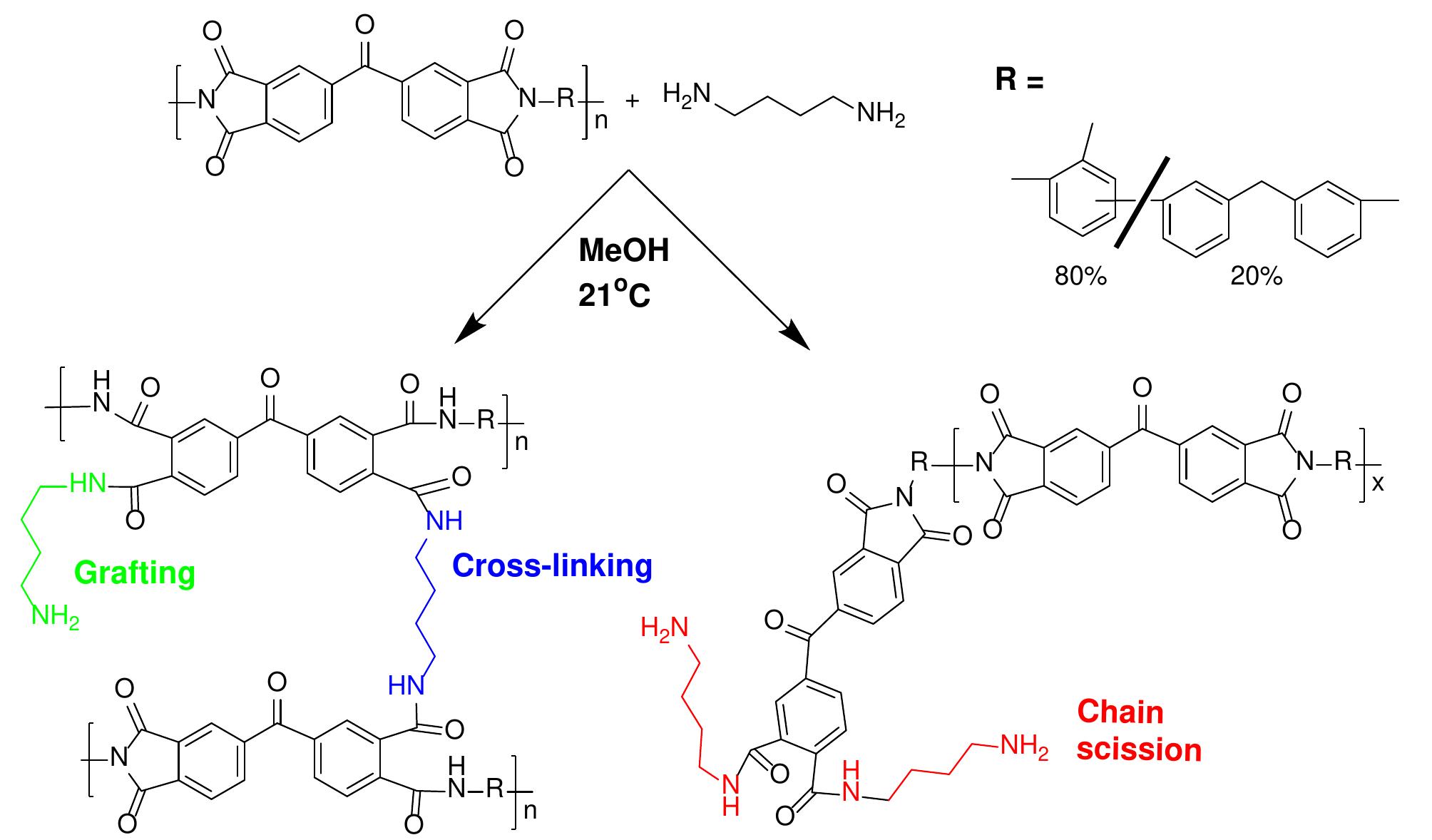 Compares the ftir spectra of p84 and two cross-linked p84