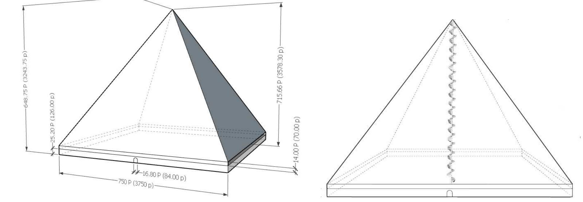 5) dimensions of the plan and elevation of the pyramid fig.