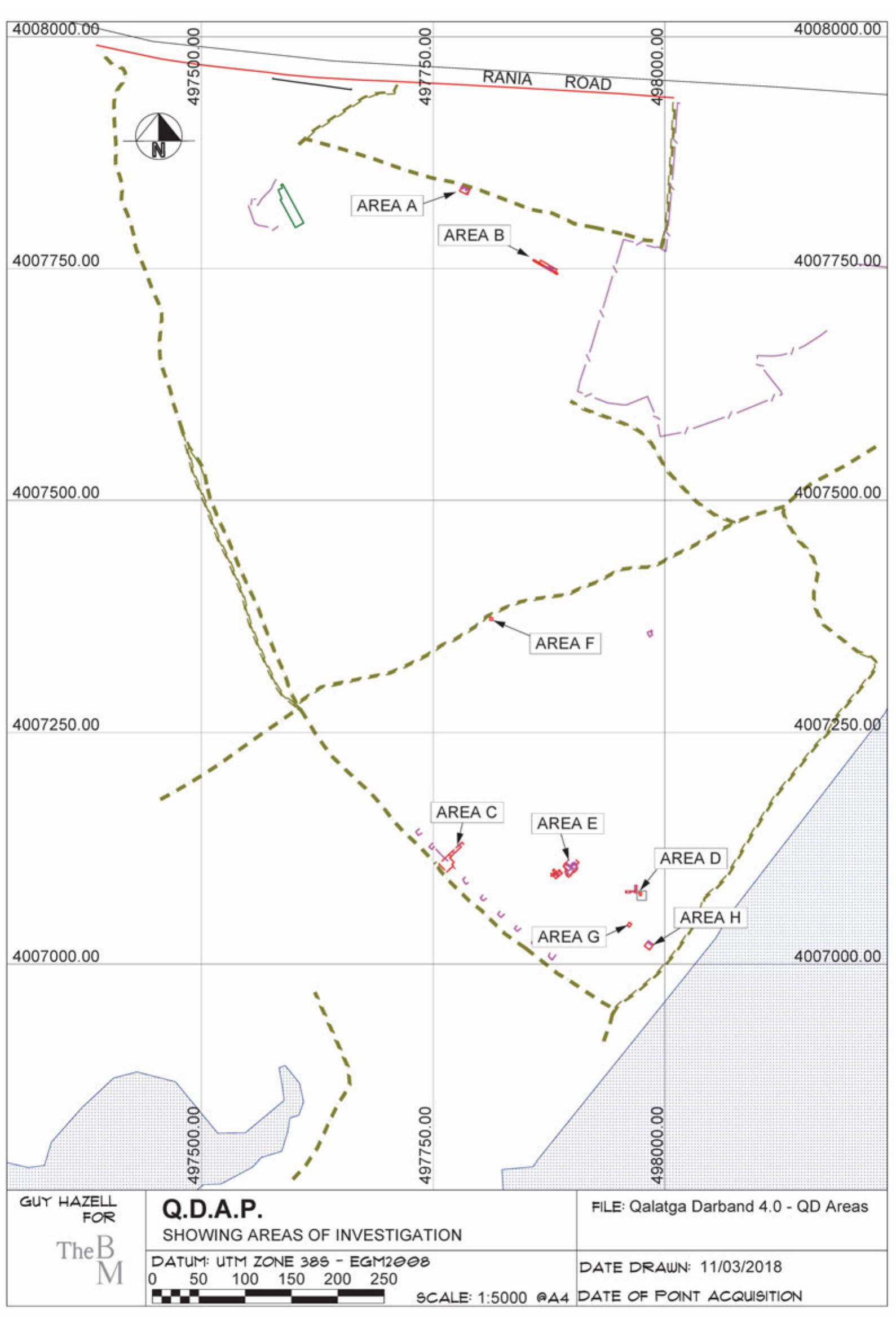 Plan of qalatga darband showing the location of excavation