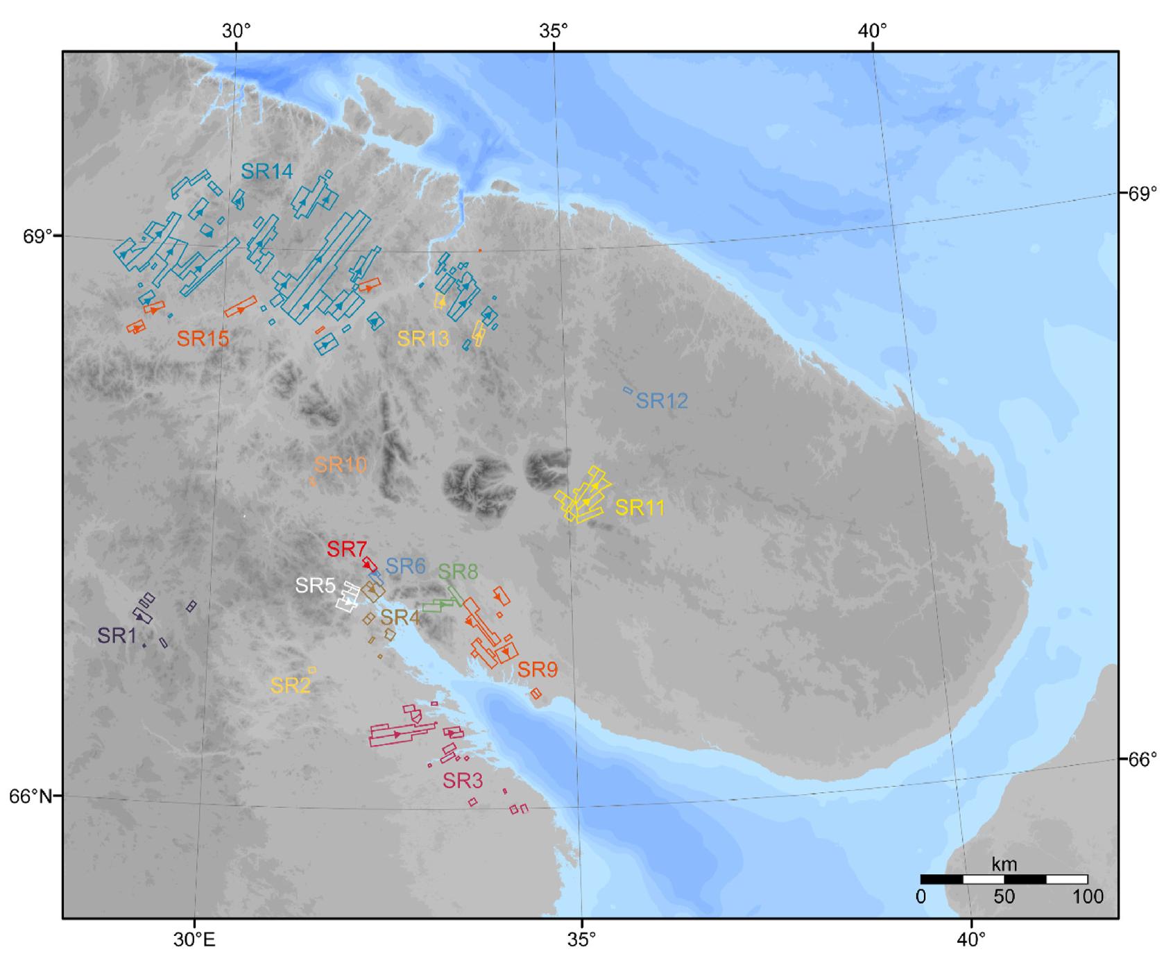 Subglacial rib flowsets identified on the kola peninsula and