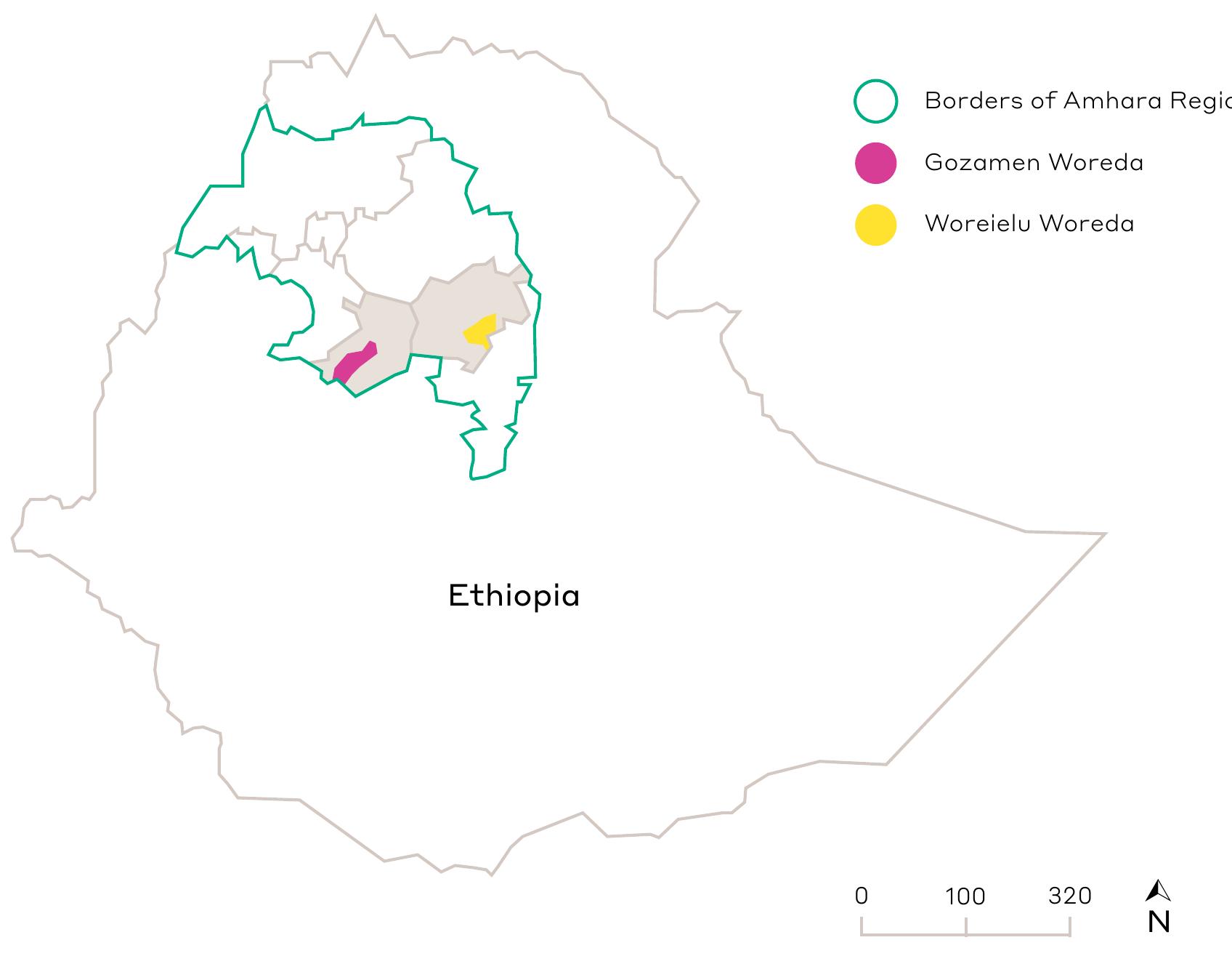 Map 1: map of two study study sites, gozamen and wereilu