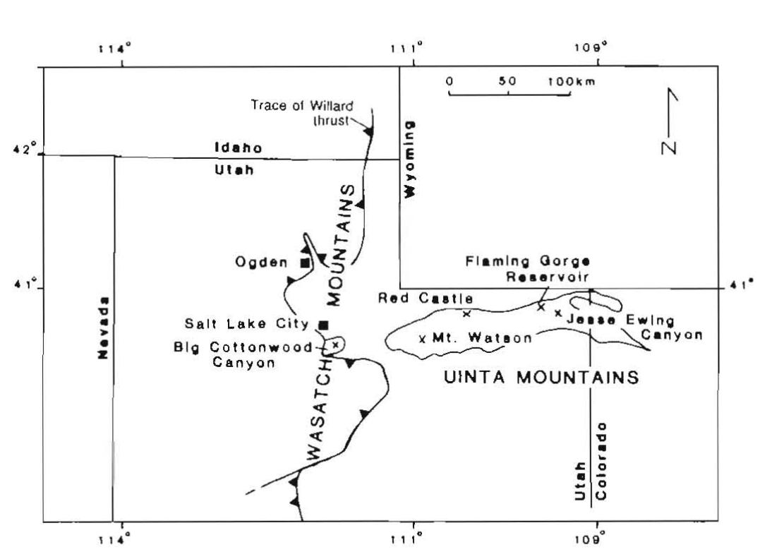 Index map for the uinta mountain group and big cotton- wood