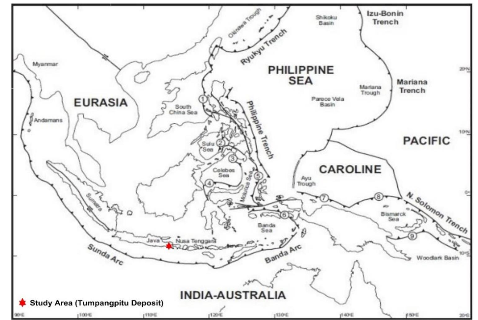 Map of seasia highlighting major tectonic plates and plate