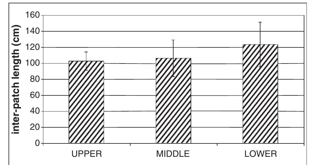 Lfa values: average inter-patch length (cm) for the upper,