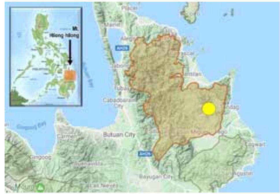 Location map of mt. hilong-hilong and spot map of the study