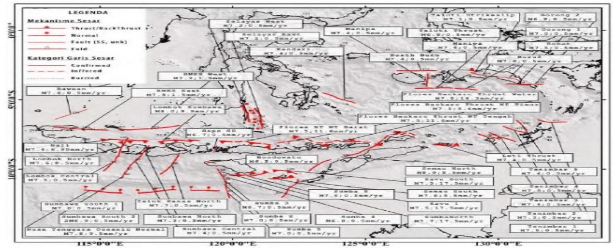 Gambar 1. sources of earthquake in ntb and the surrounding
