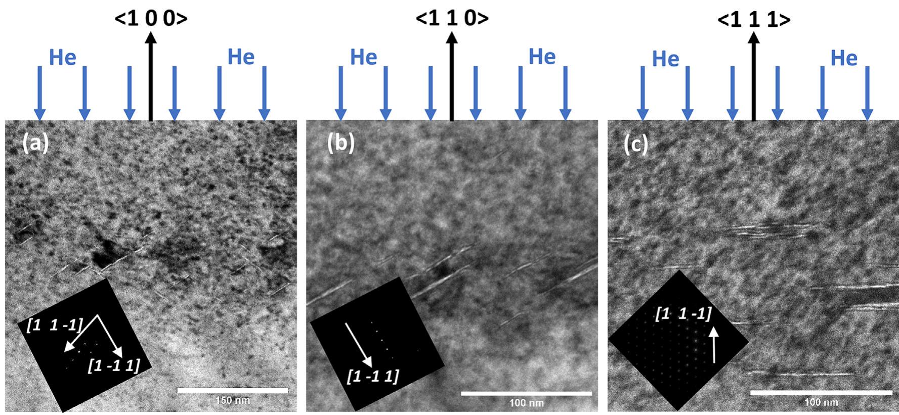 Bright field tem images of the cross sections extracted from