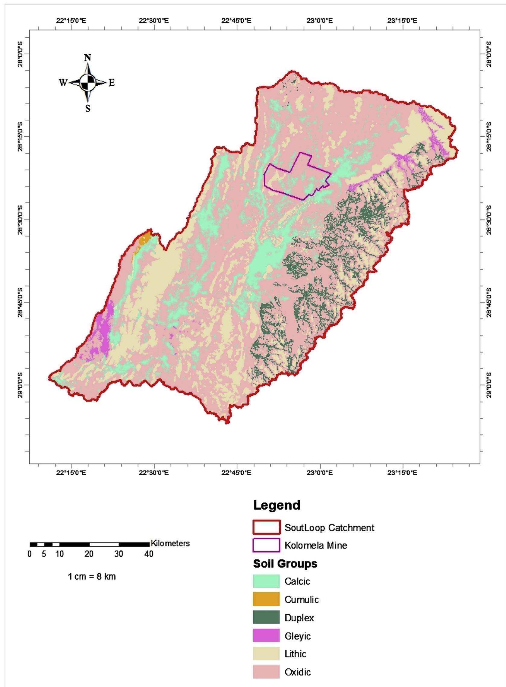 Major soil groups in the study catchment.