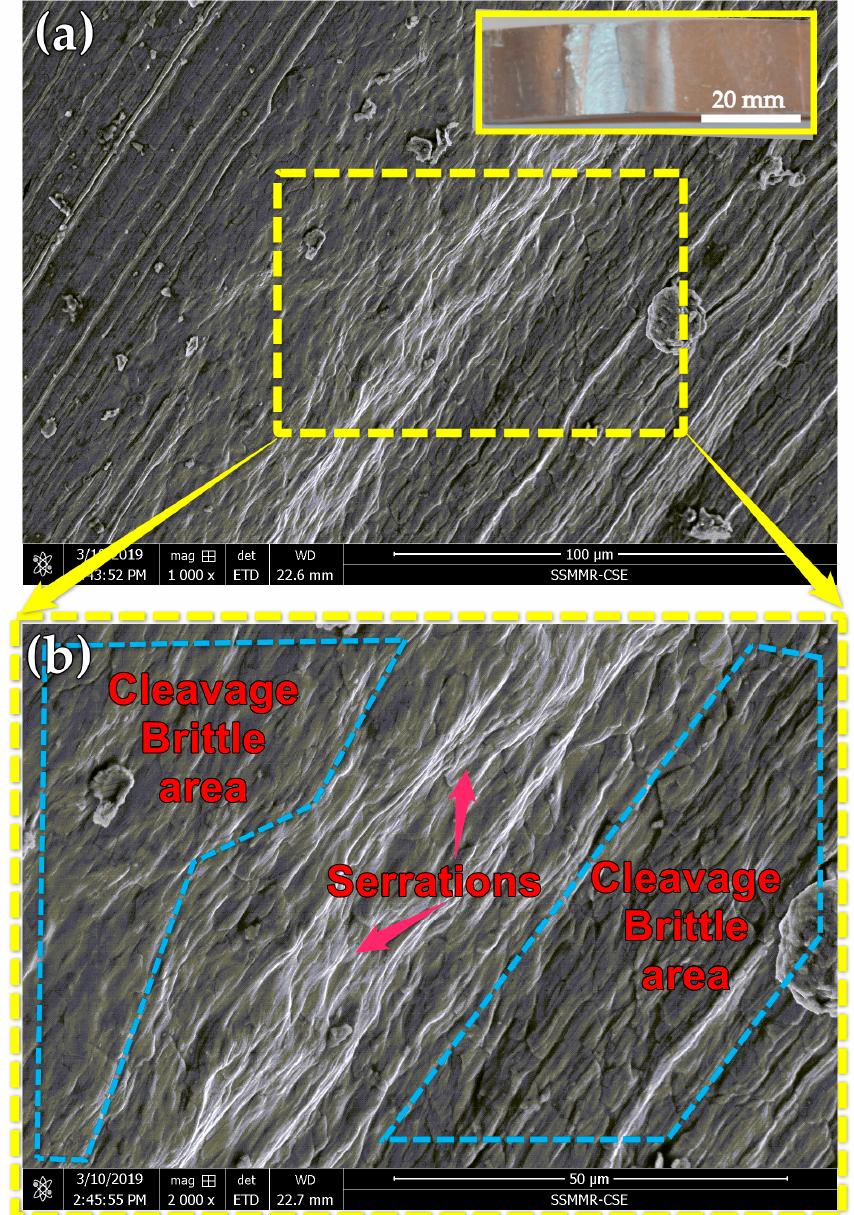 (a) the fracture morphology of the bt-fsw lap joint welded