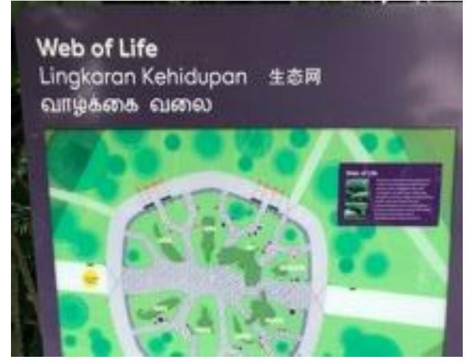 ‘attraction name’ sign with 4 languages at gardens by the