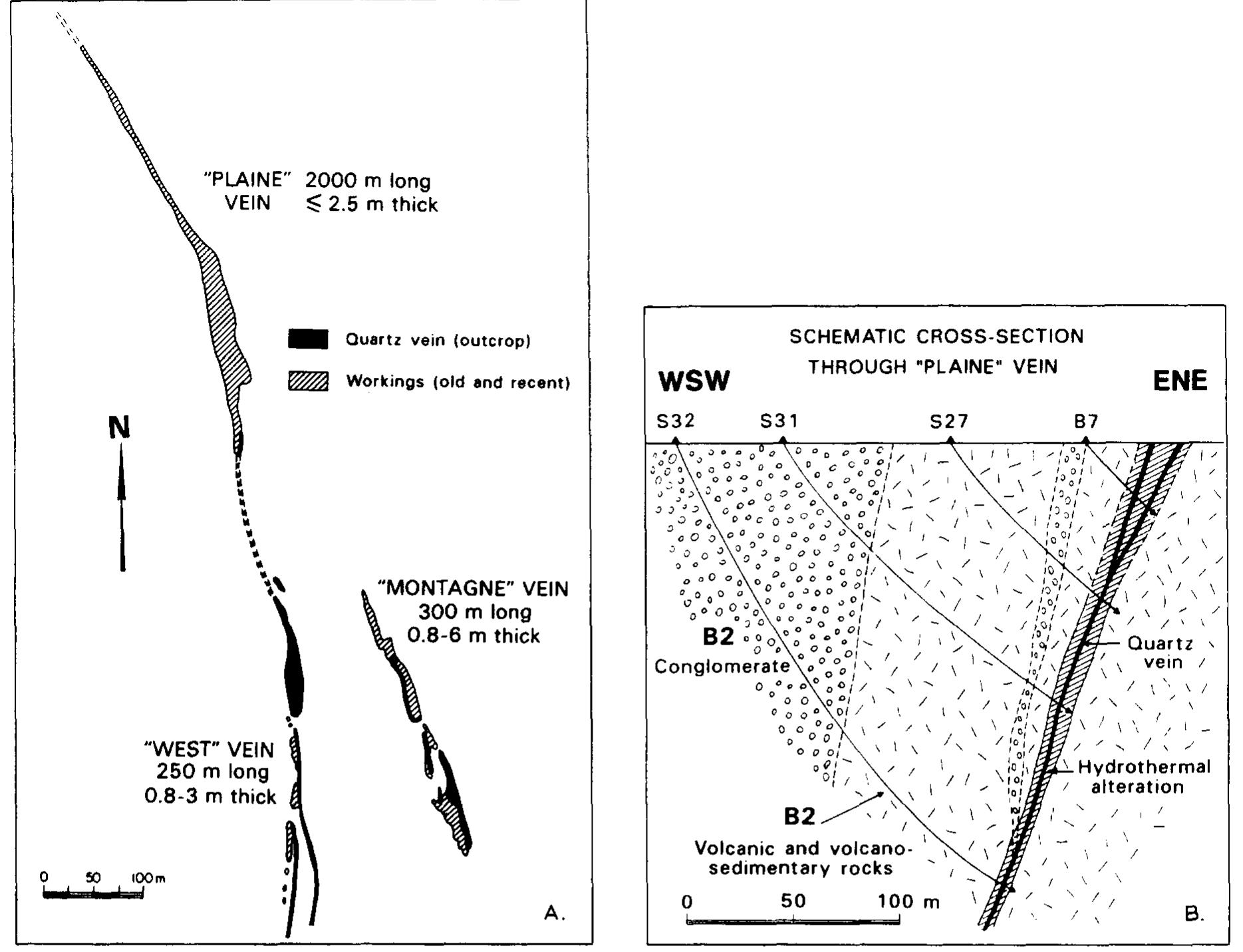 Poura ore deposit: schematic map (a), modified from