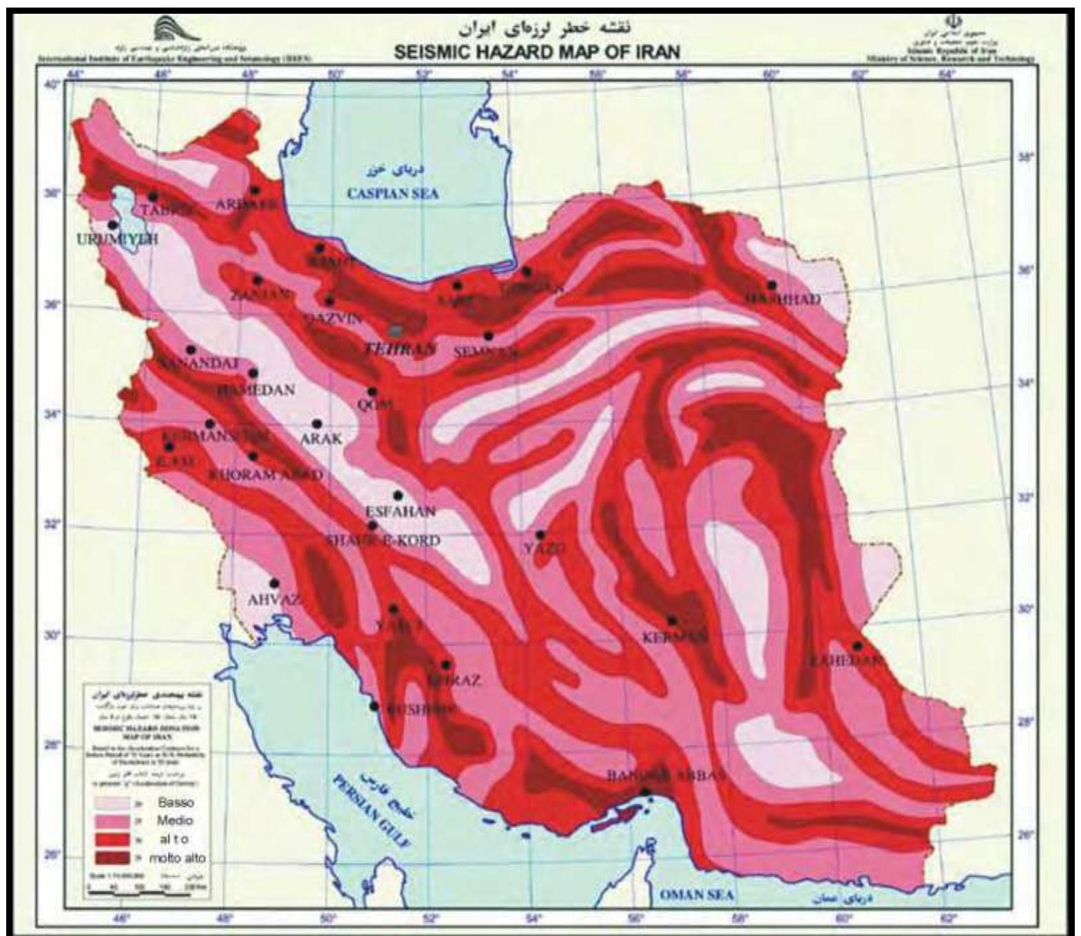 Seismic hazard map of iran seismic activity associated with