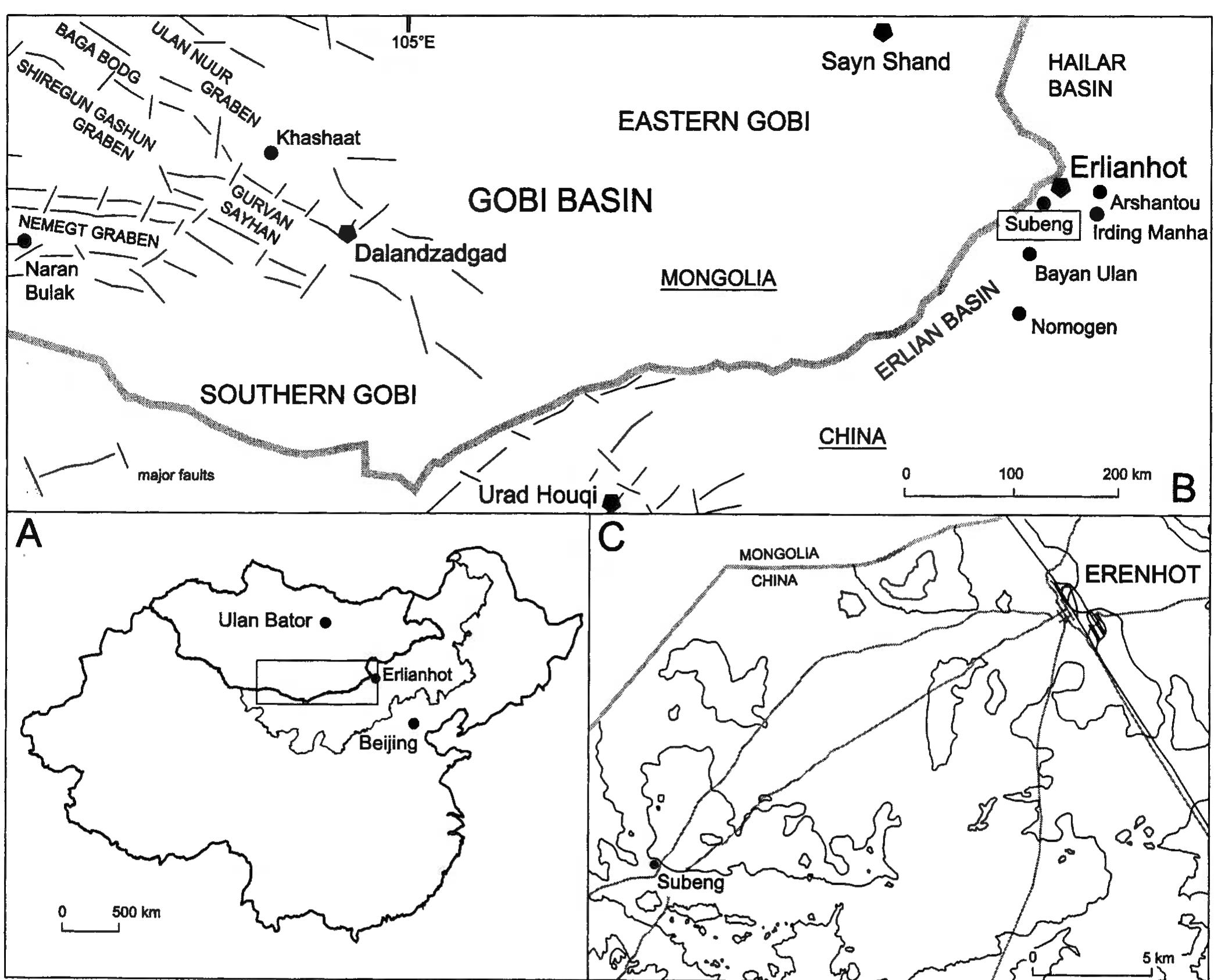 map of the gobi basin (b), inset map showing the location