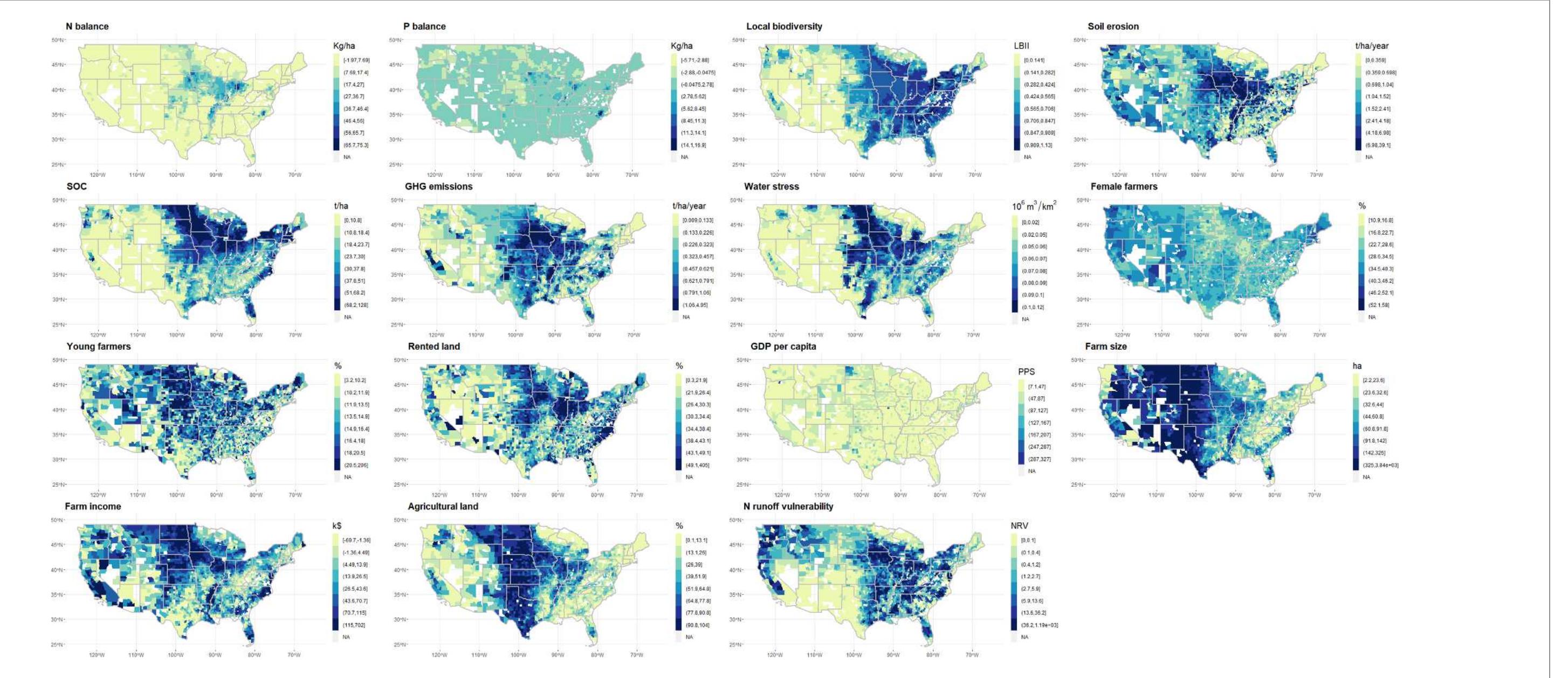 D1. maps of the predictors used in this study for 48 us