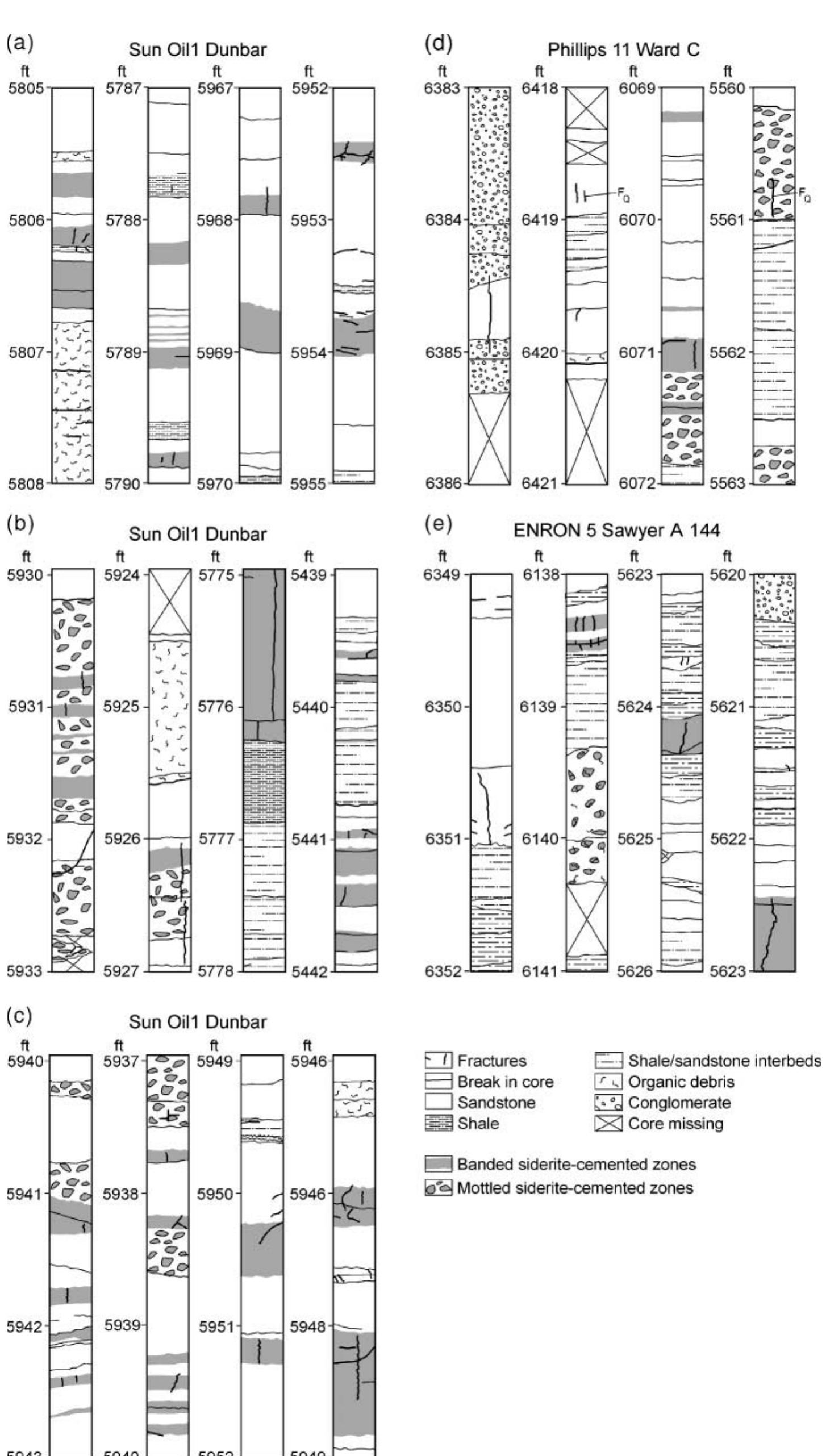 Core fracture and cement maps documenting fracture