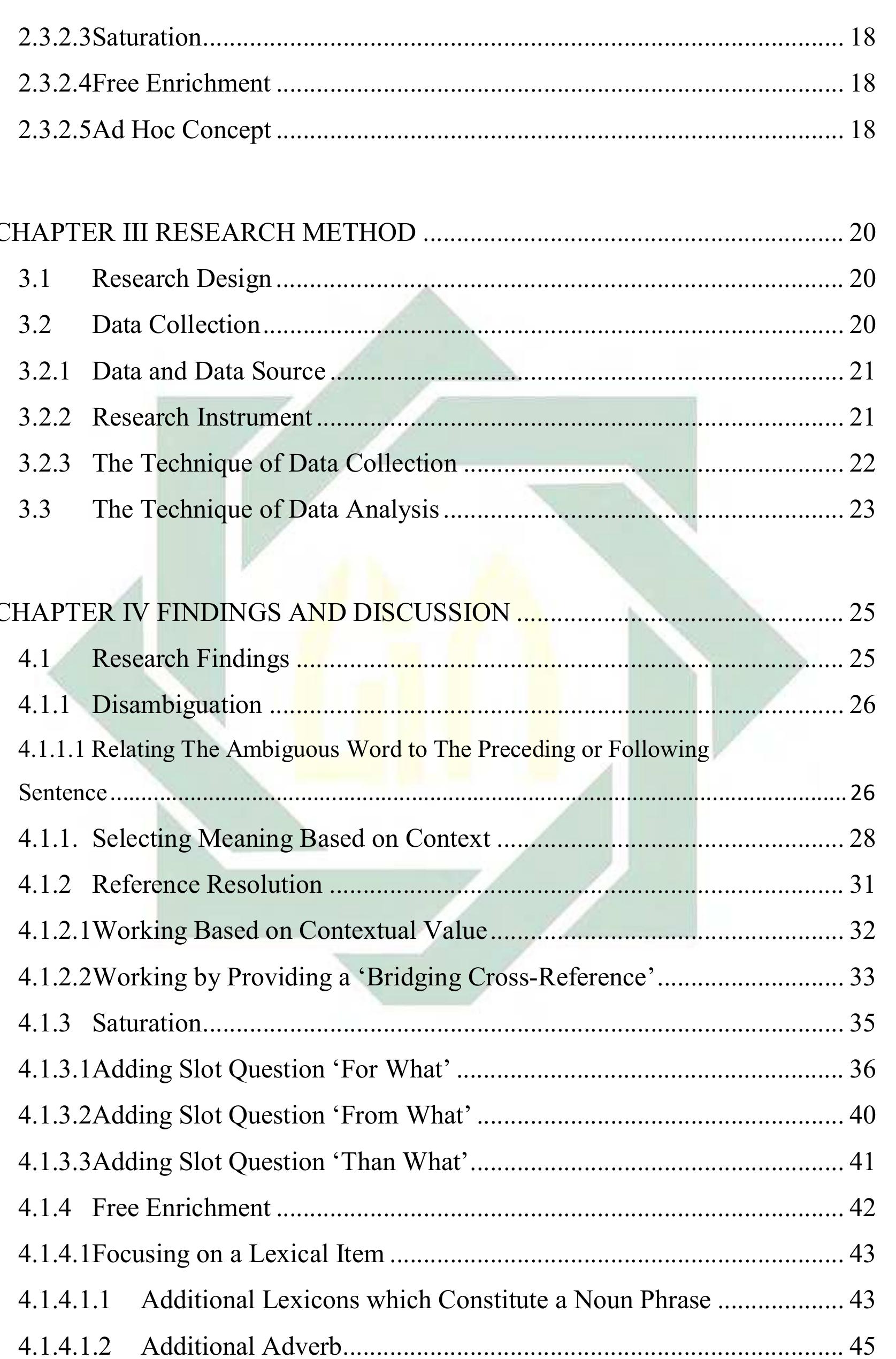 Figure 6 - Explicature process in utterances of characters
