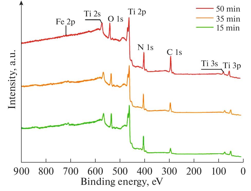 Full xps spectra for coatings obtained at different