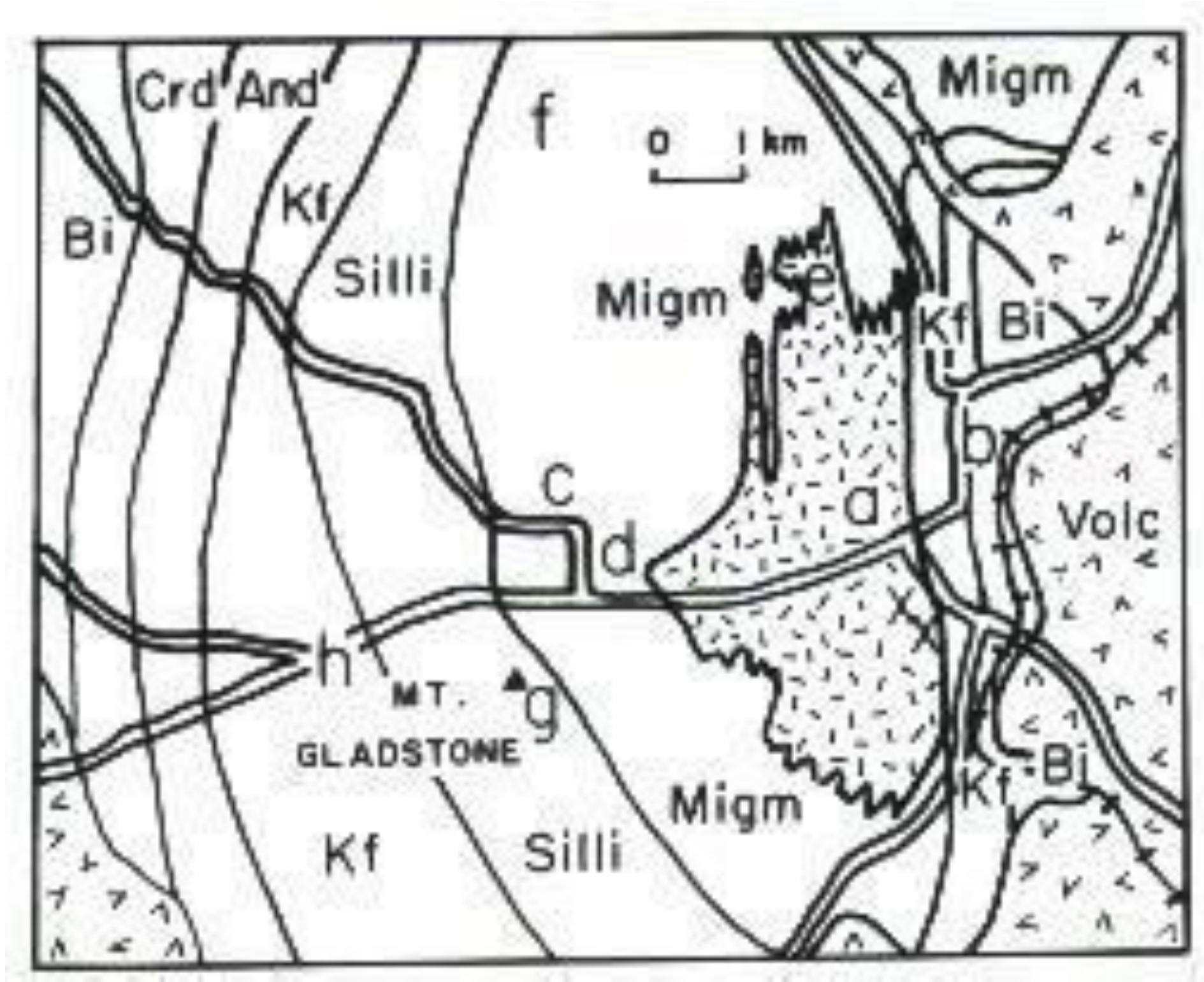 Geologic map of cooma complex. bi = biotite; crd