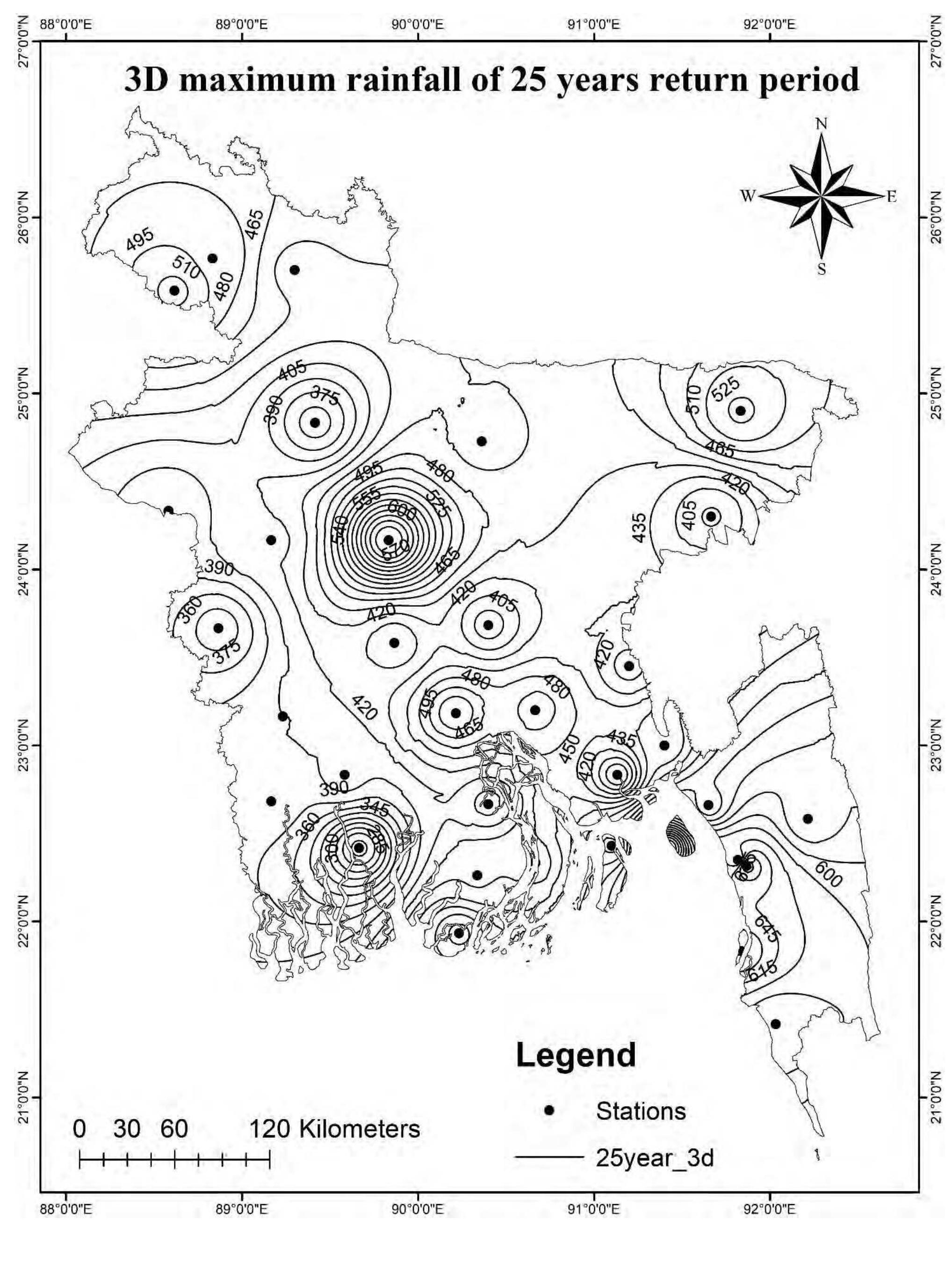 Figure 75 - Rainfall frequency analysis and isopluvial