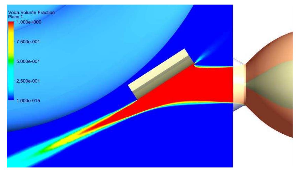 Jet cross-section for cylindrical surface of the plate table