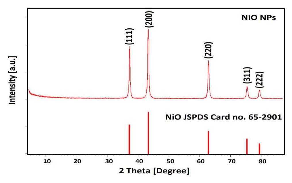 X-ray diffraction of nio nanoparticles