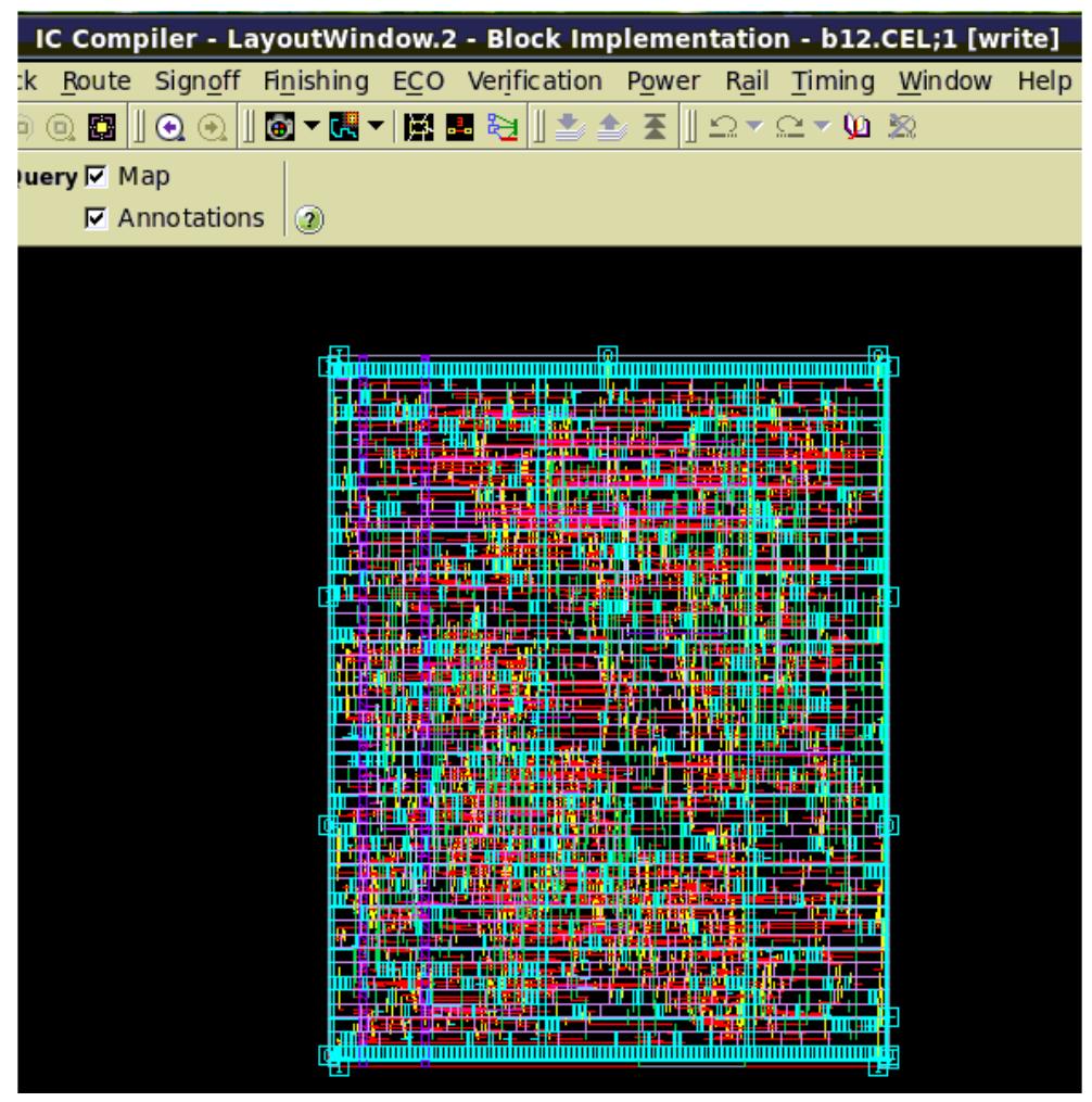 Layout of b11 circuit by ic compiler.