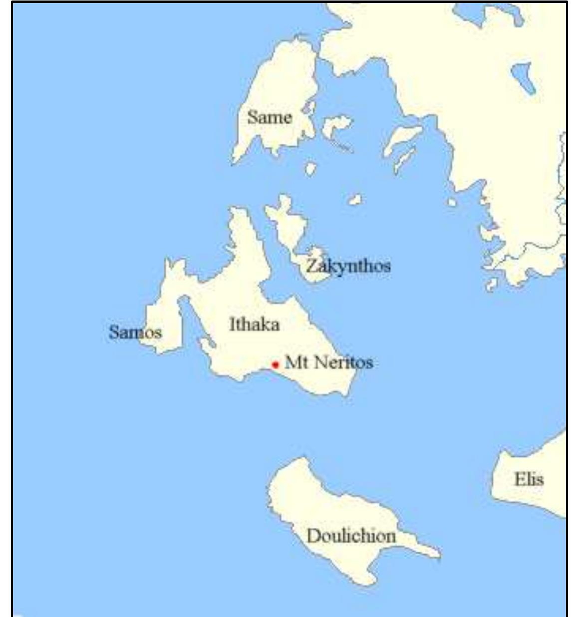 Map 18 — ithaka & its environs (names from the odyssey) with