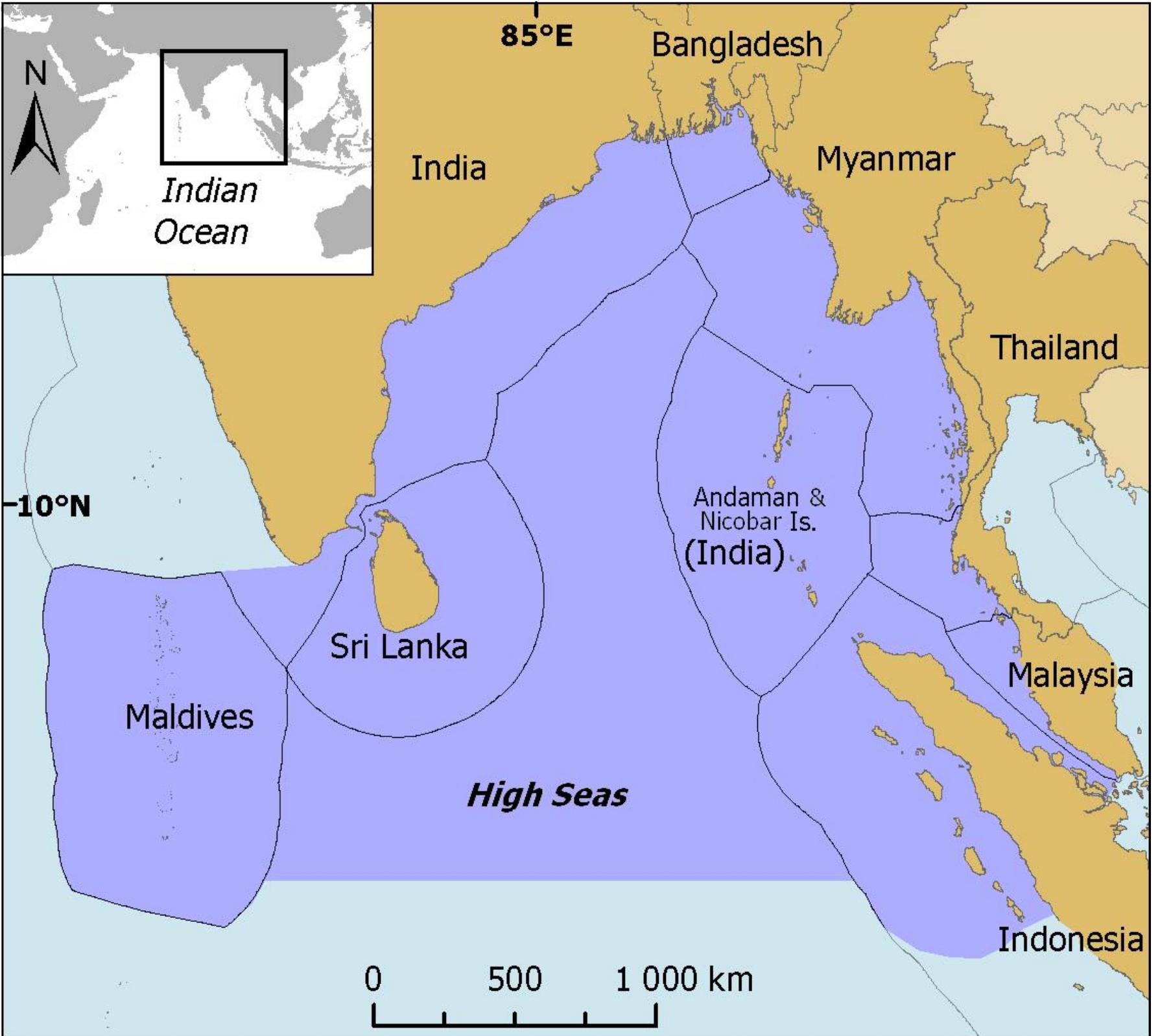 Map of the bay of bengal large marine ecosystem (shaded