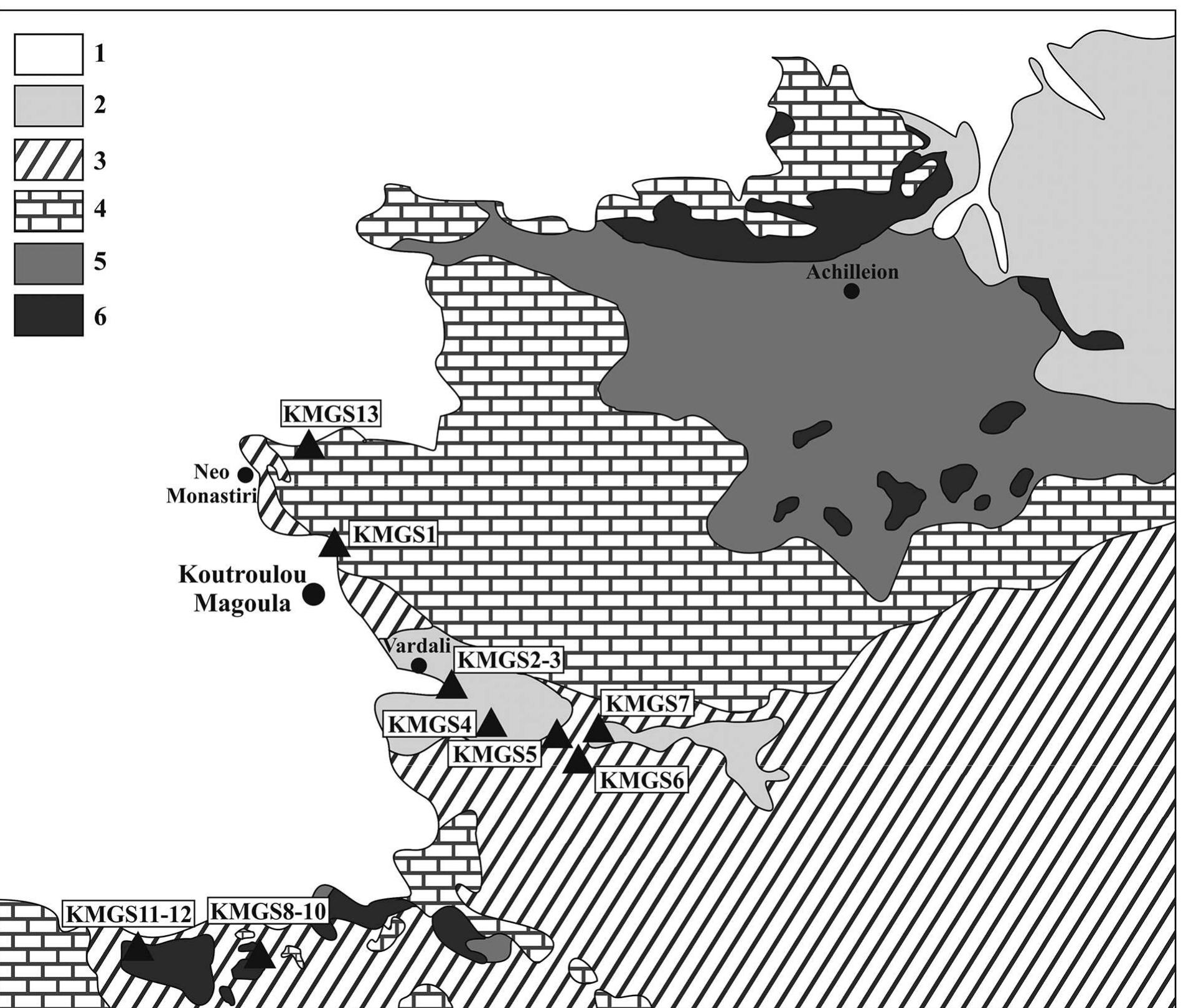 Geological map of koutroulou magoula and its vicinity,