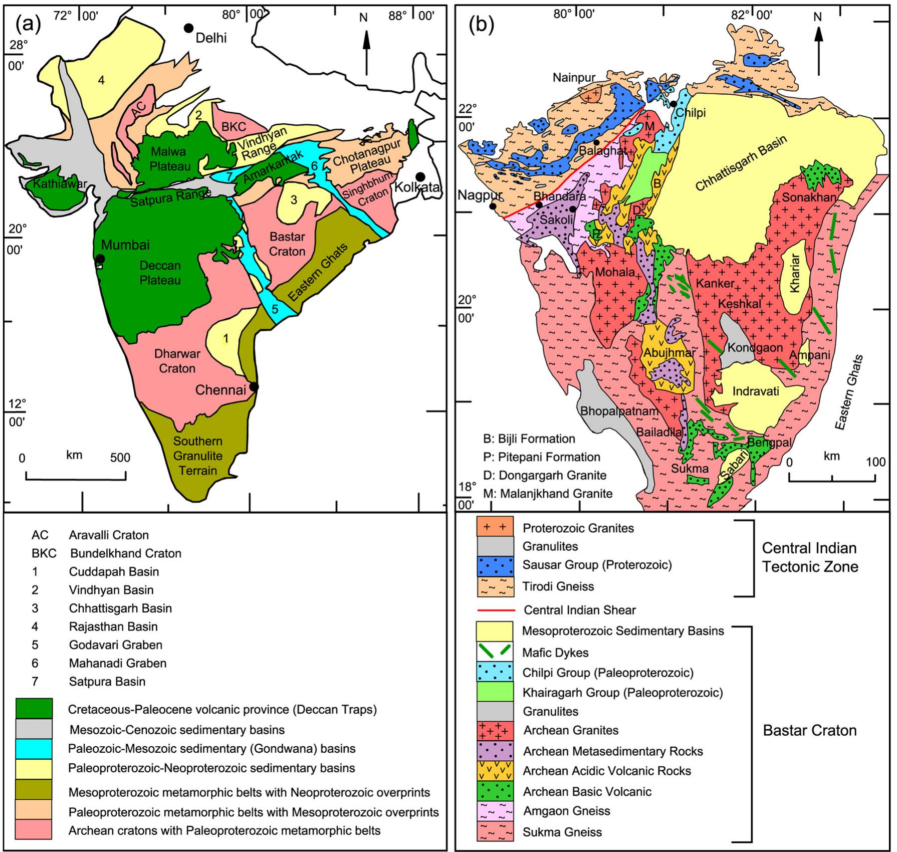Generalised geological map of (a) the peninsular india