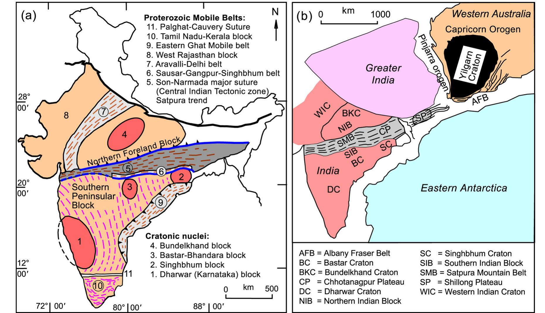 (a) sketch map showing the disposition of archean blocks and