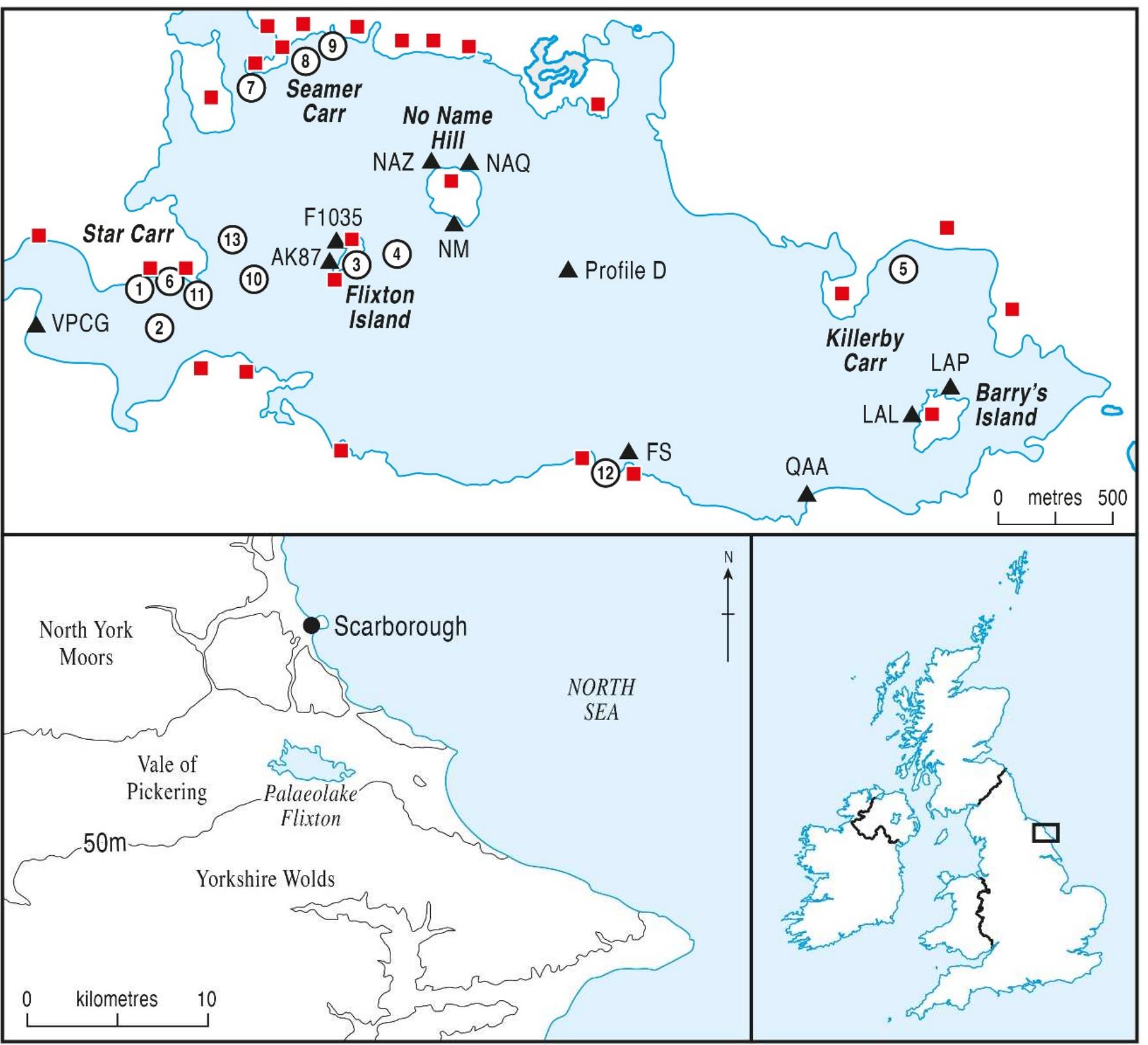 Location of palynological sites at palaeolake flixton in