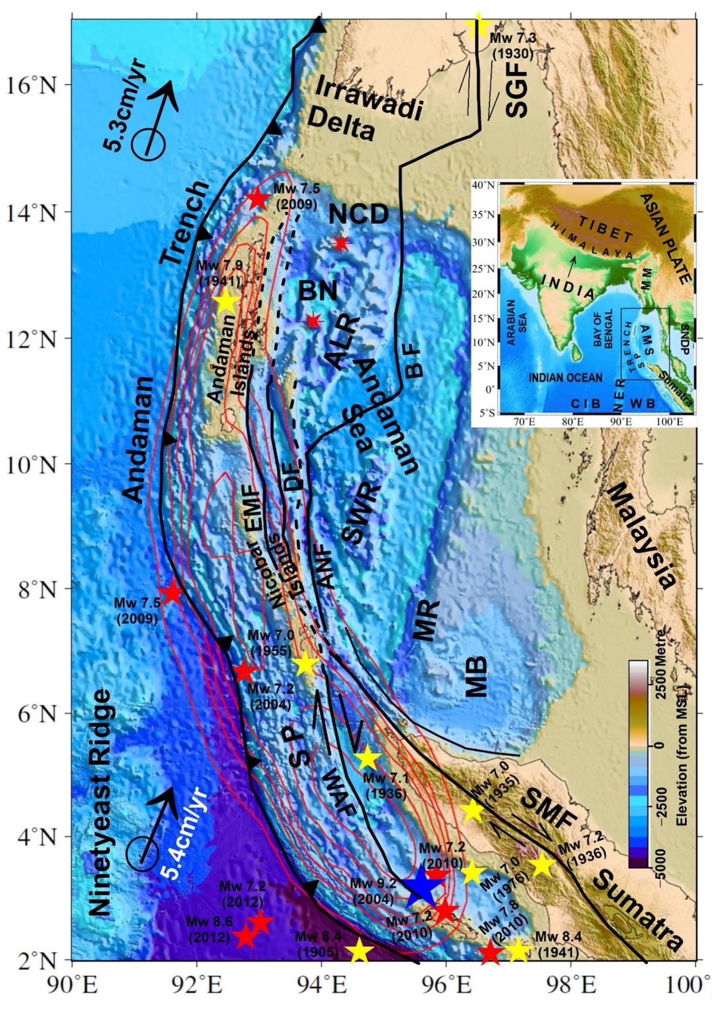 Simplified map showing the tectonic framework of the