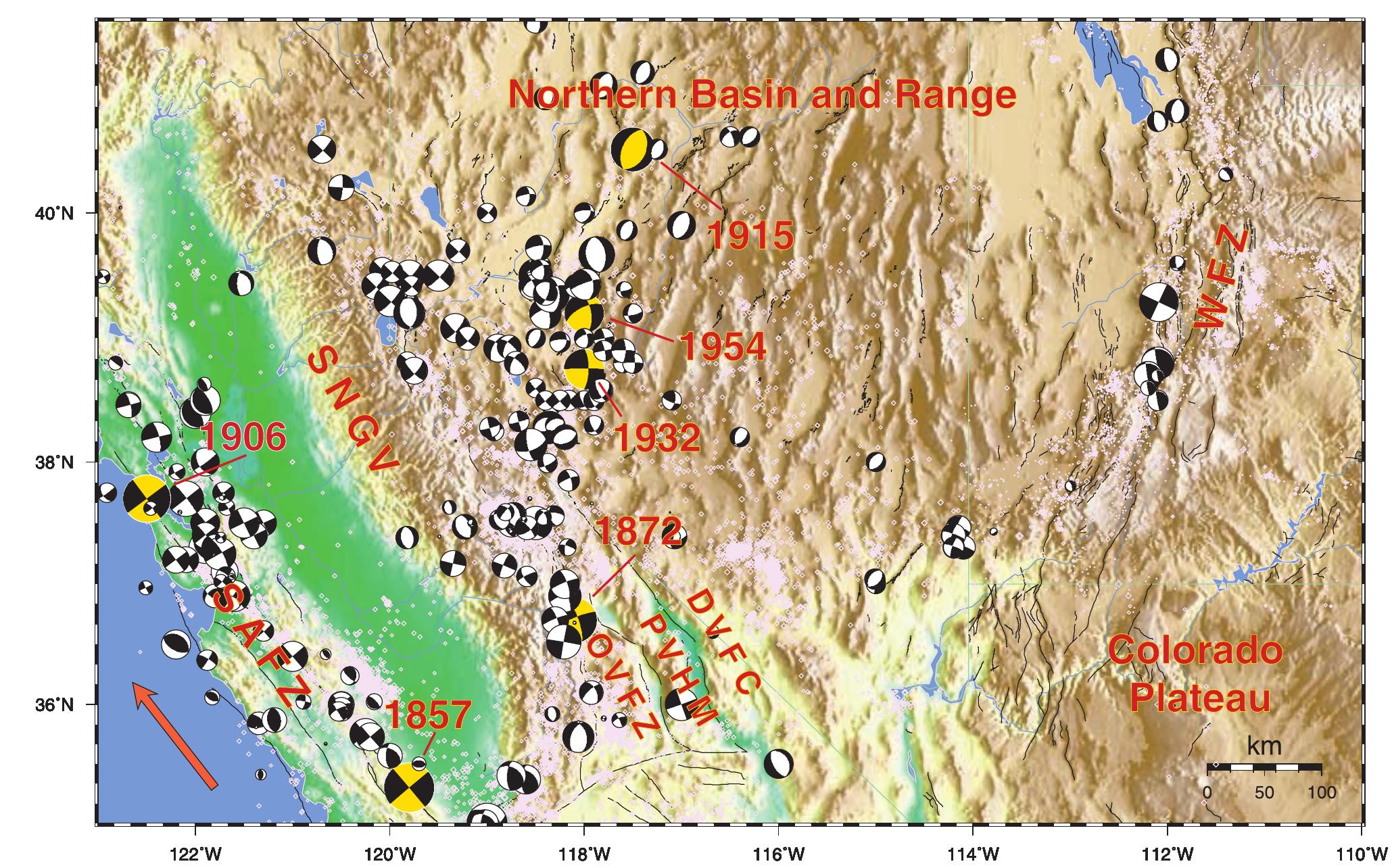 La. relief map of the northern basin and range province