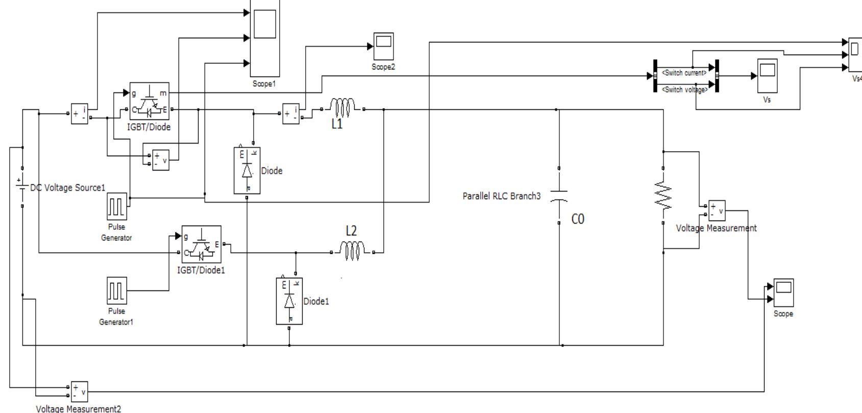 Simulation circuit for interleaved hard switched buck